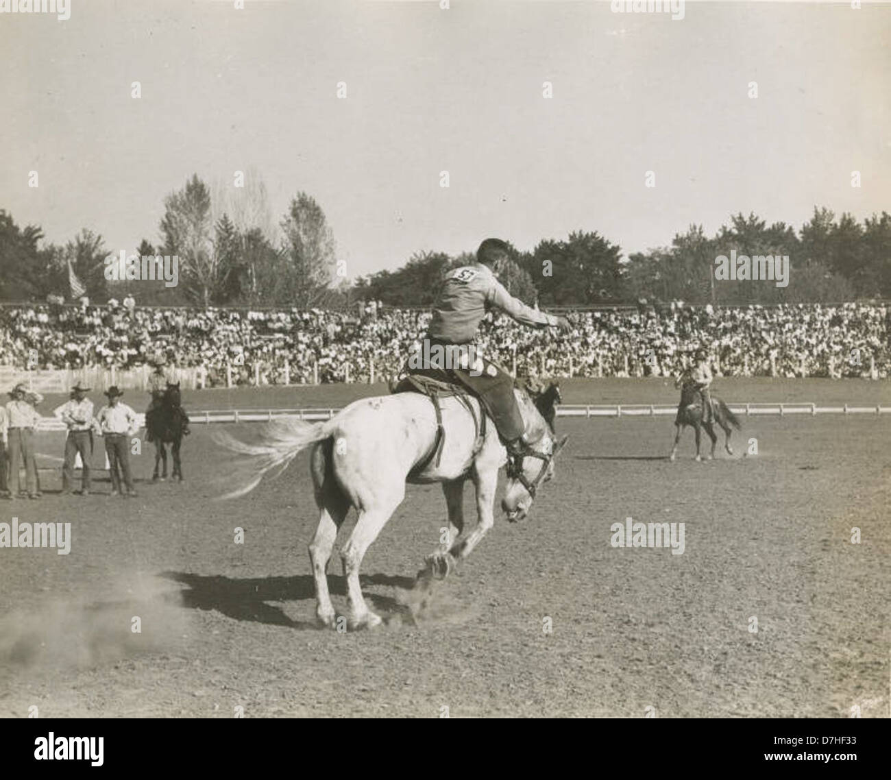 This image shows a cowboy participating in the Pendleton Round-Up, a ...