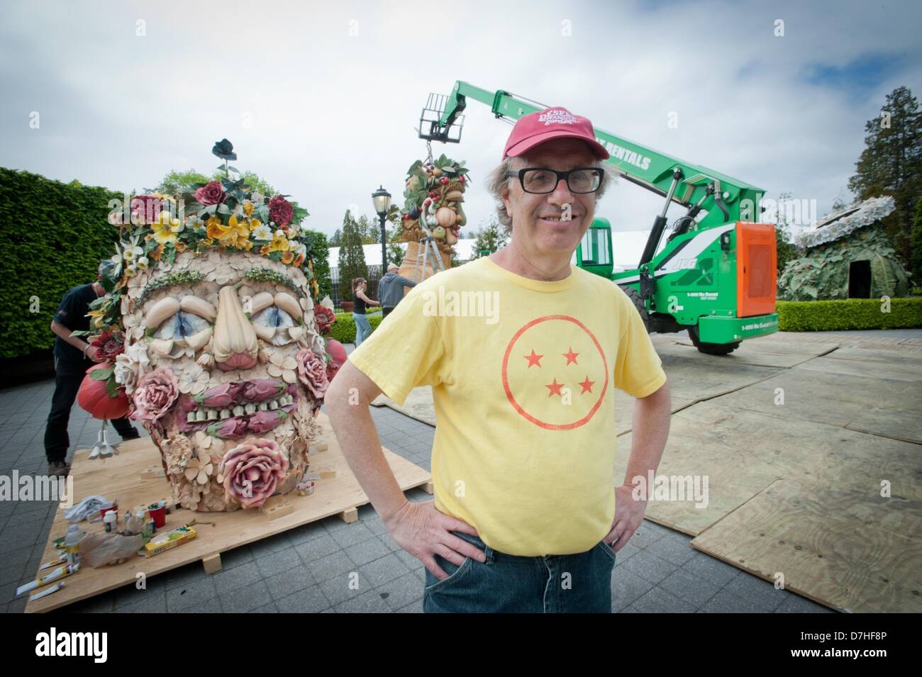 Bronx, New York, U.S. May 7, 2013. Artist PHILIP HAAS oversees the ...