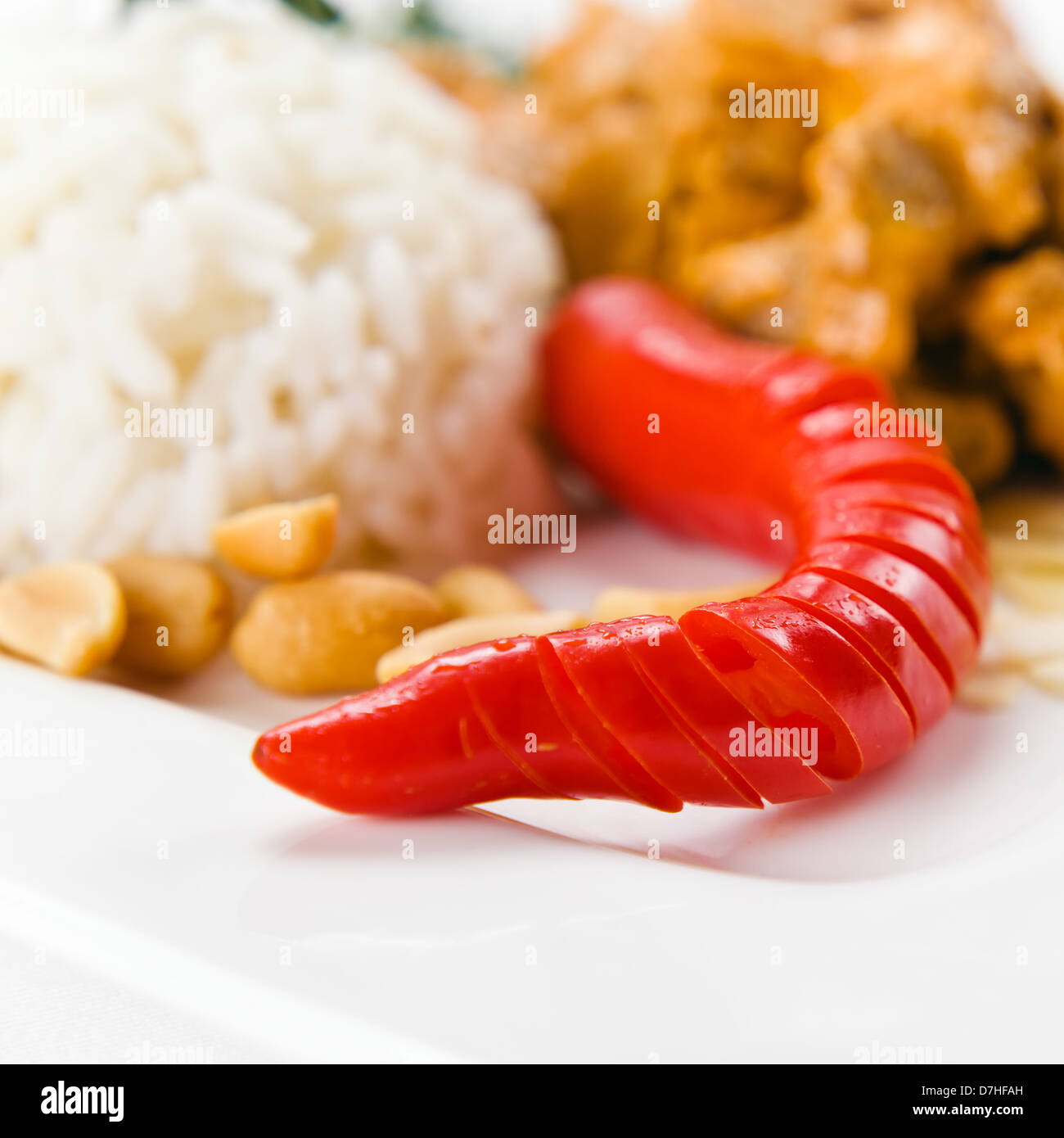 red pepper with meat and rice , focus on a foreground Stock Photo - Alamy