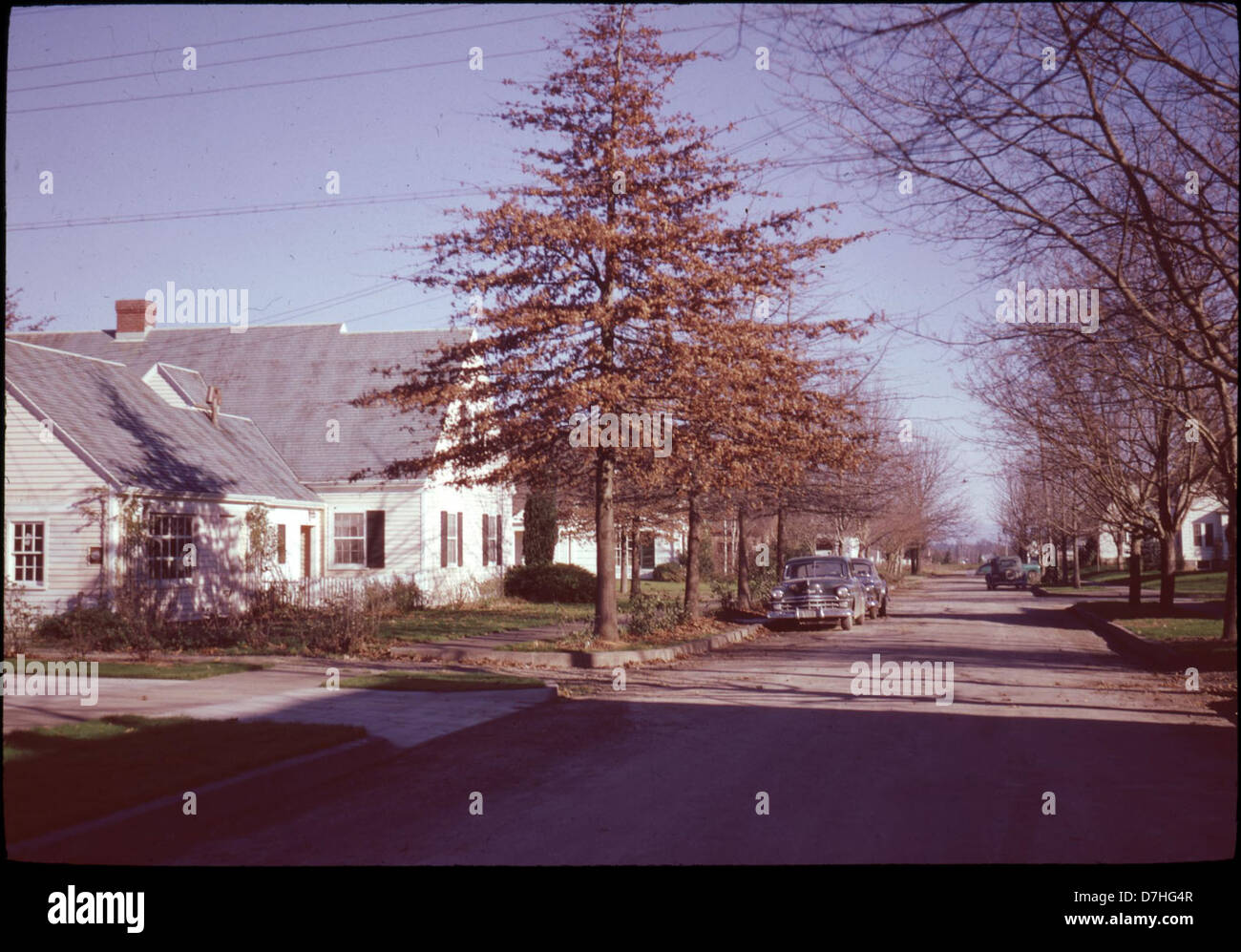 This suburban street scene captures the essence of everyday life in a ...