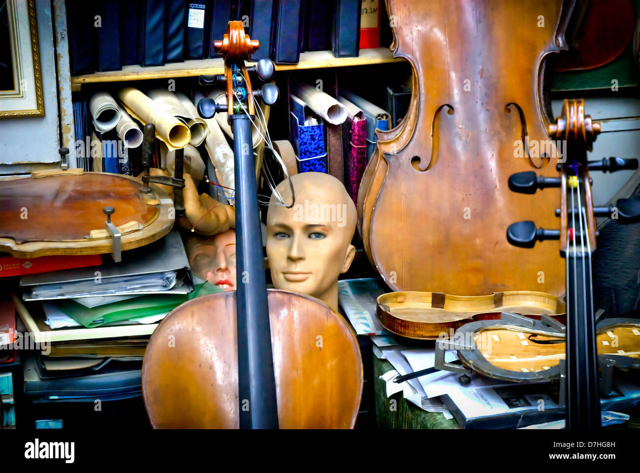 Violin repair workshop Stock Photo - Alamy