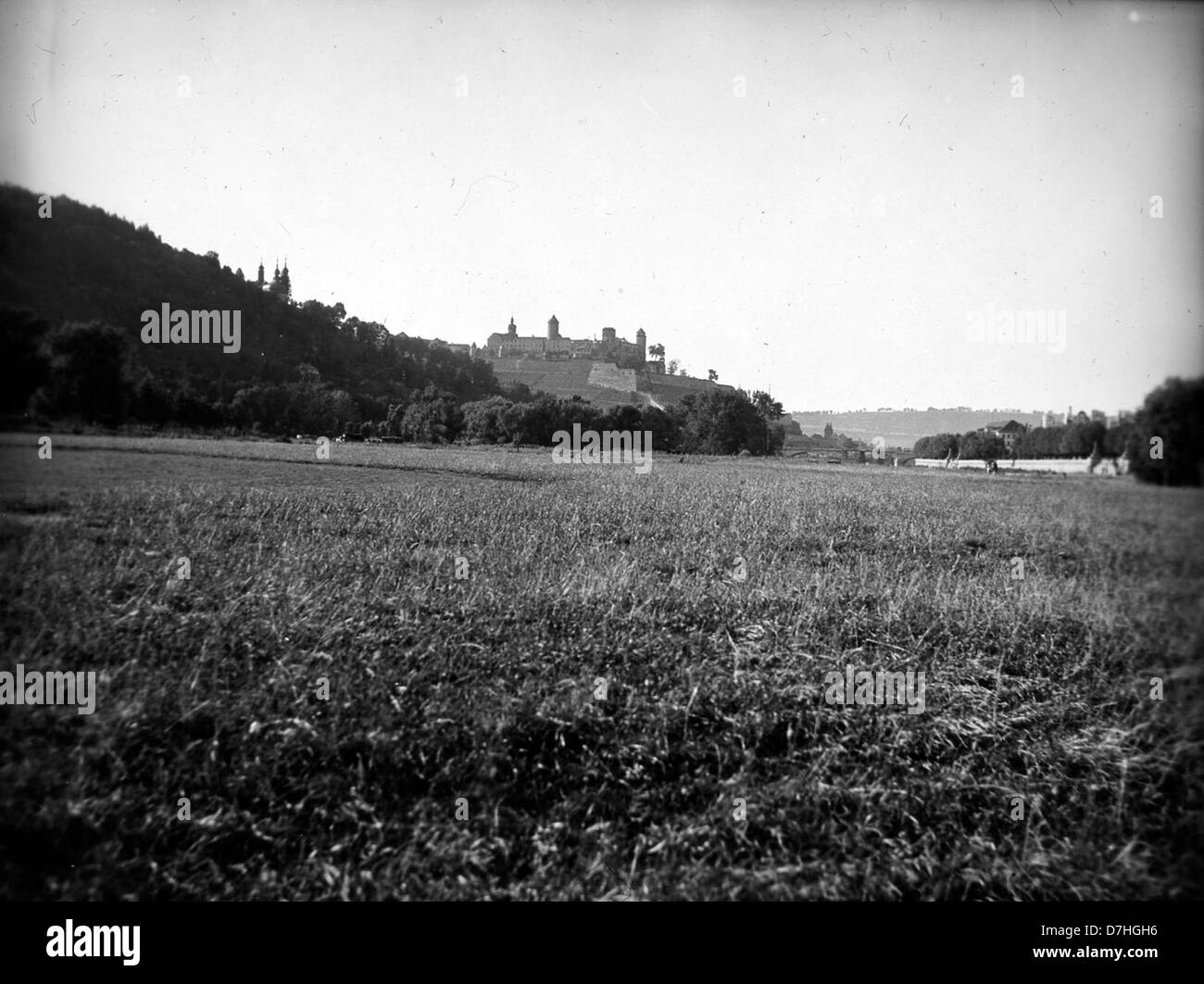 This photograph shows a field near a castle in Germany, taken after ...