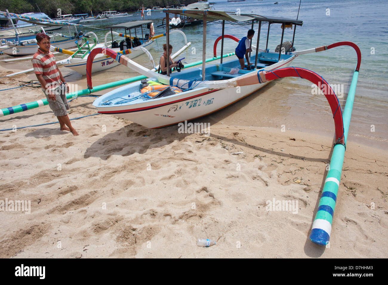 tourist hire small boats for snorkeling and diving on Bali Stock Photo ...