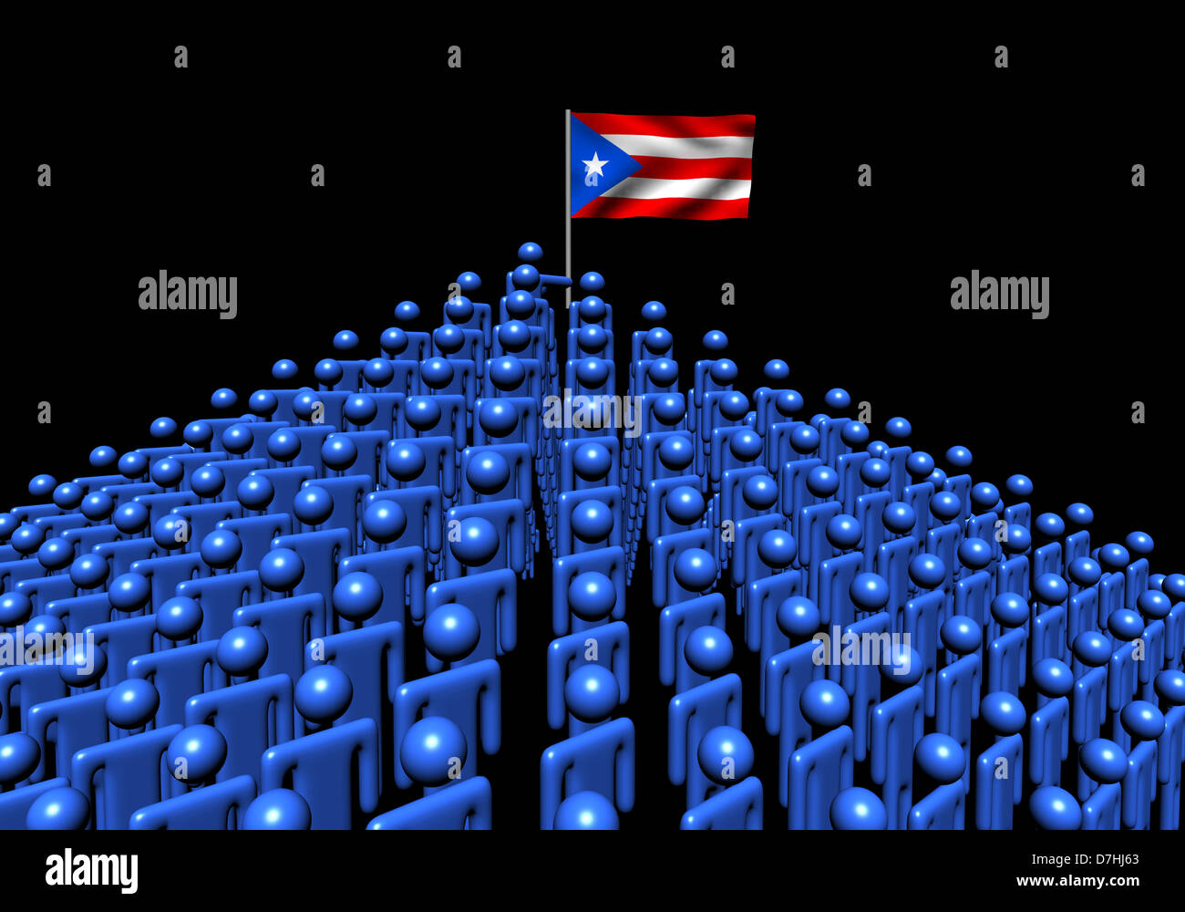 Pyramid of abstract people with Puerto Rico flag illustration Stock ...
