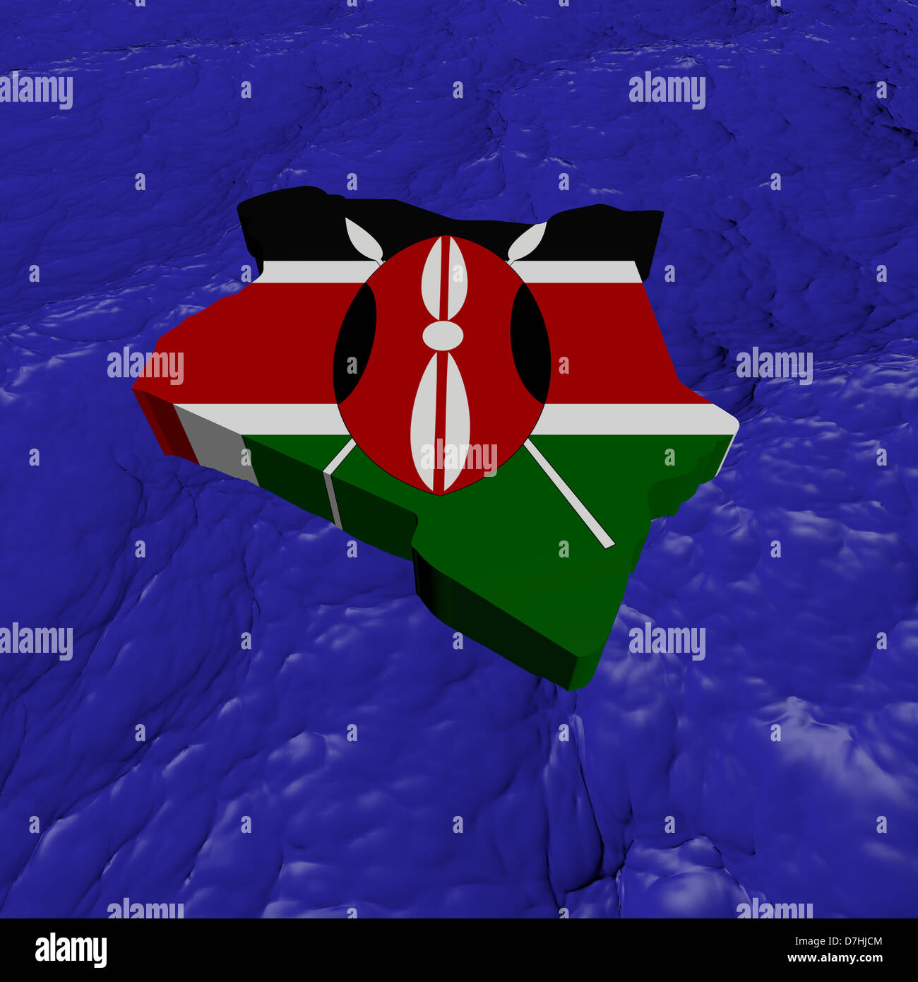 Kenya map flag in abstract ocean illustration Stock Photo - Alamy
