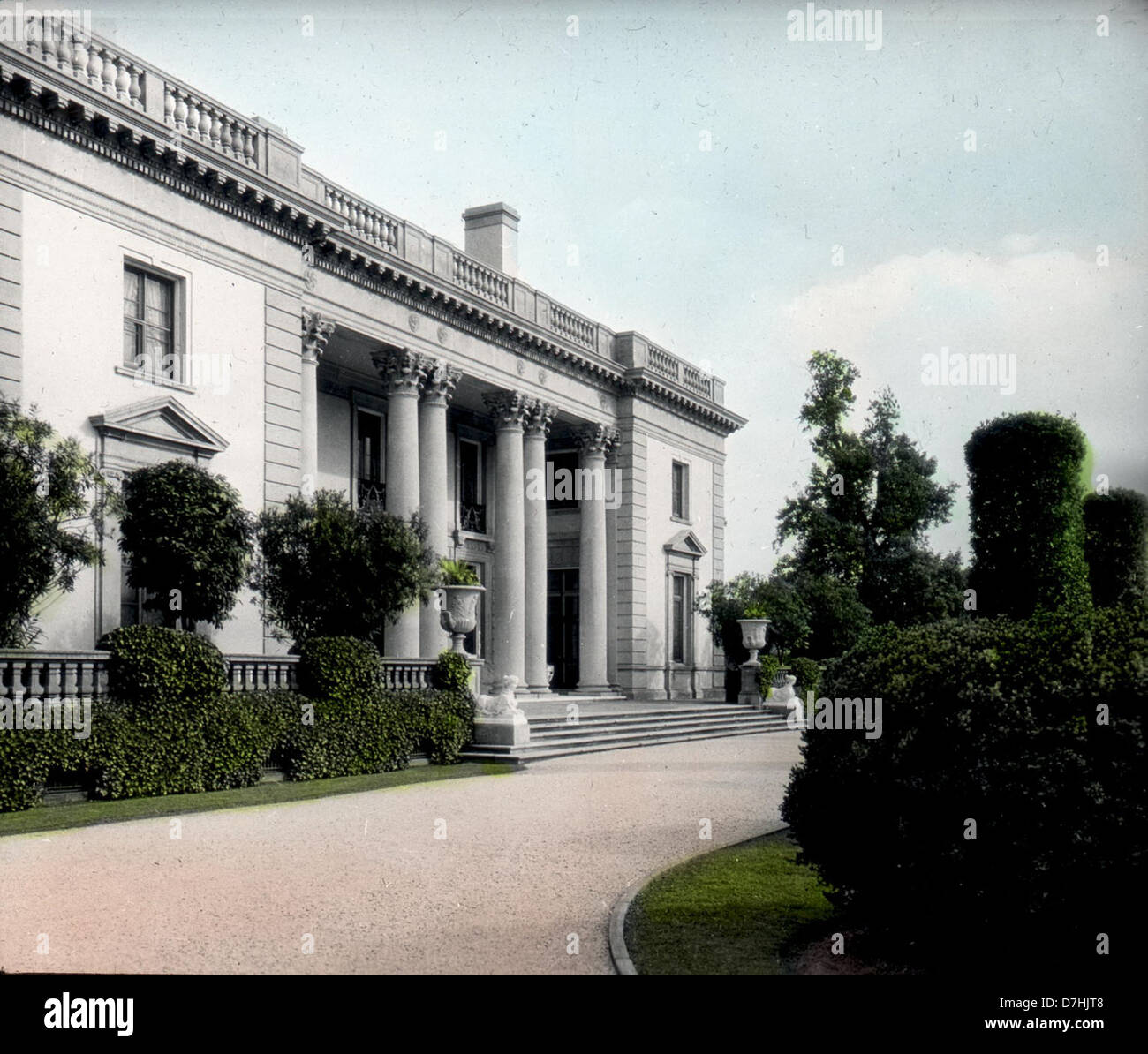 This image showcases the Dupont Estate, featuring its grand driveway ...