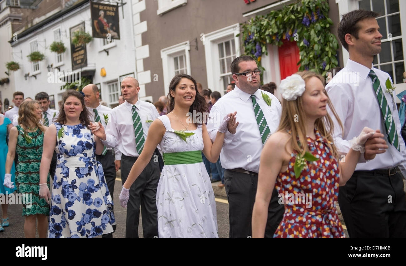 Helston Flora Day 2013, flora day dancing couples proceed down Meneage ...