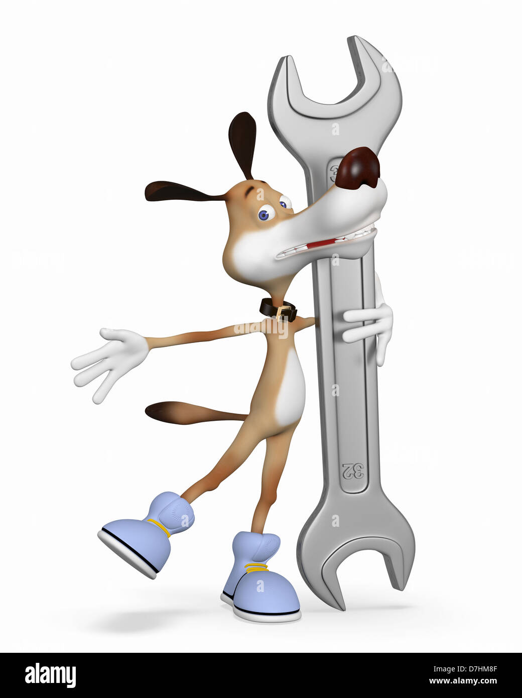 Illustration, Dog worker. Dog working at plant with tools Stock Photo ...