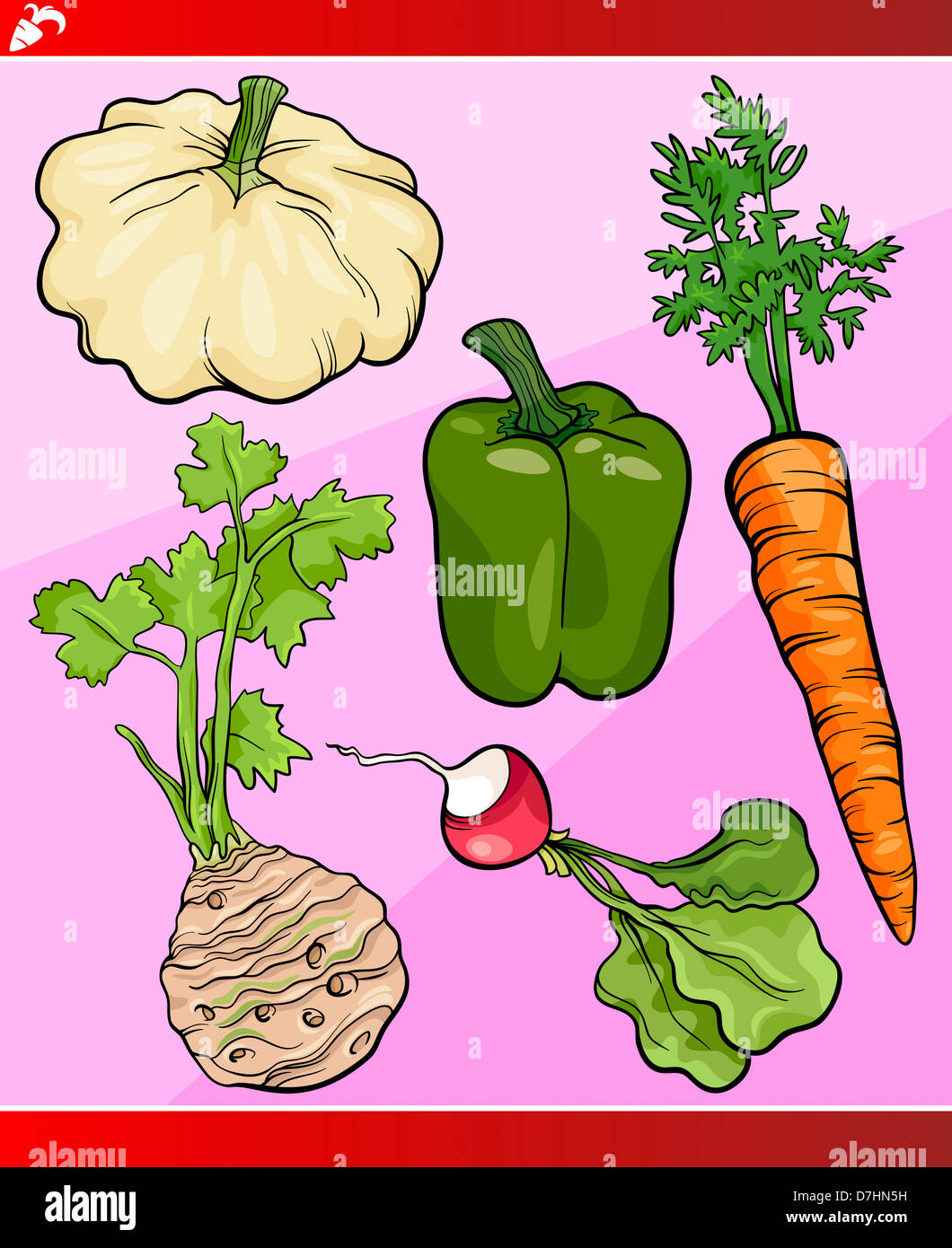 Cartoon Illustration of Vegetables Vegetarian Food Object Set Stock ...