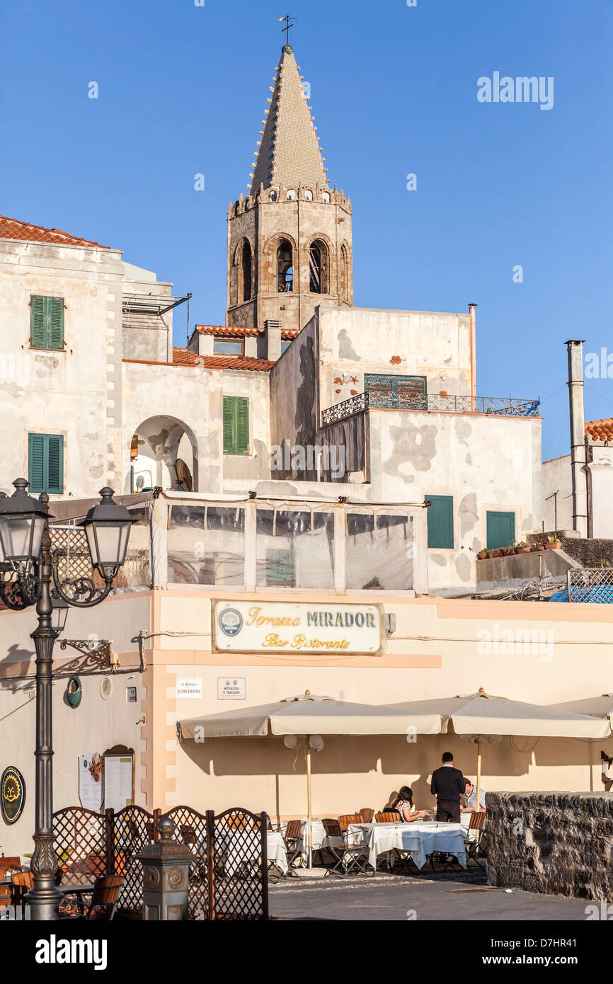 Ancient seafront in the historical center of Alghero, Sardinia Stock ...