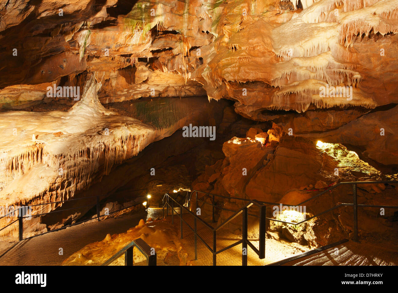Walkway in Gough's Cave. Cheddar Gorge Caves. Somerset. England. UK ...