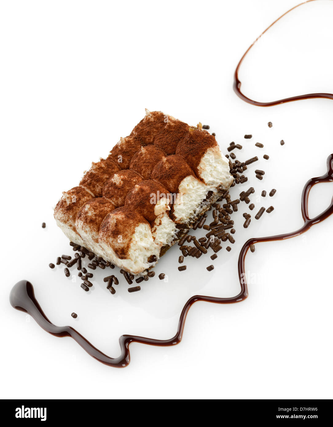 Tiramisu Cake On White Background Stock Photo - Alamy