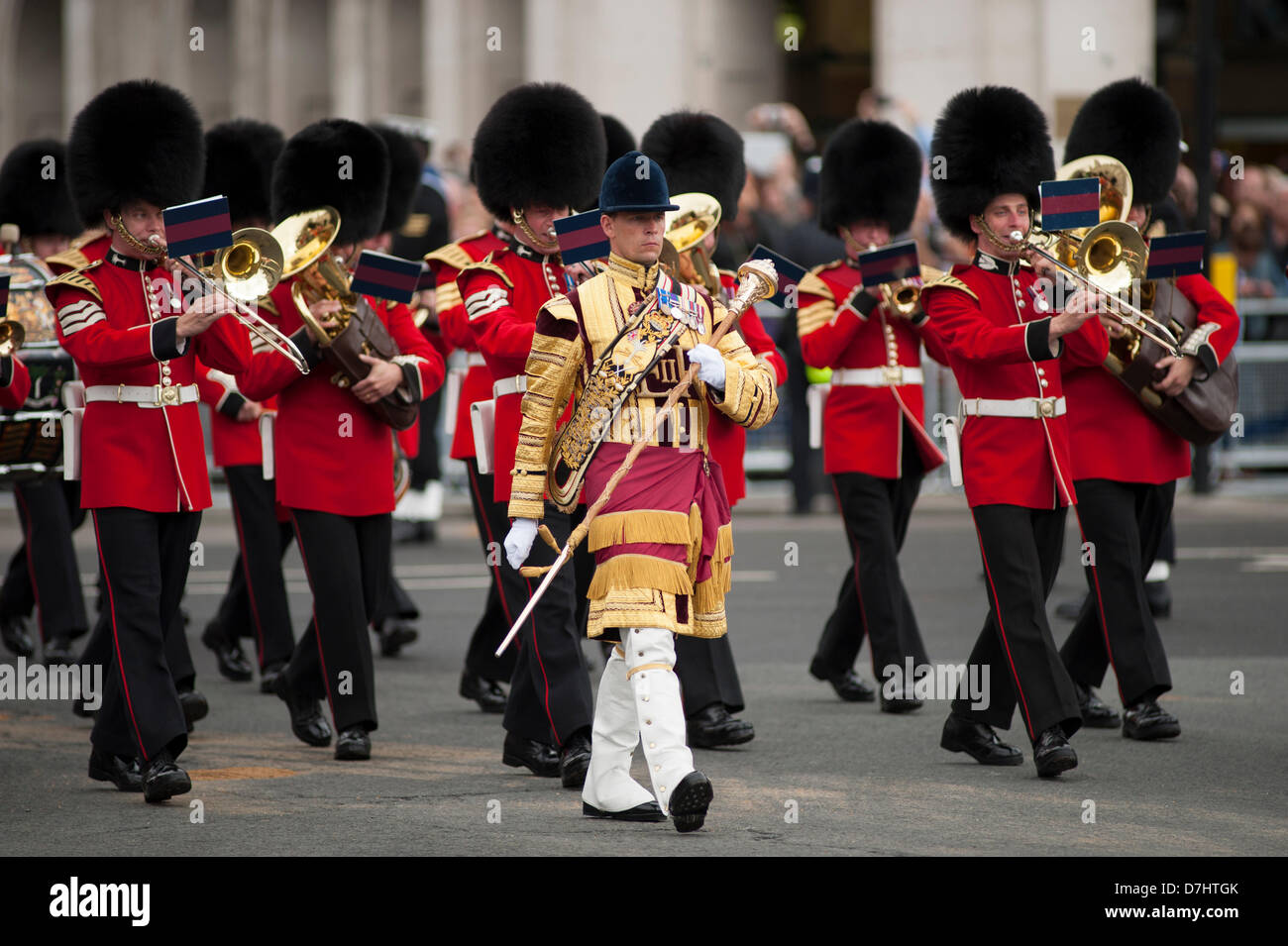 London, UK. 8th May 2013. Band of the Welsh Guards enters Parliament ...