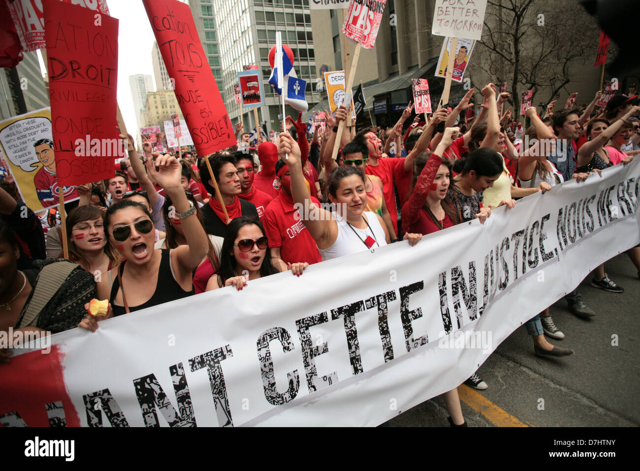 Student Protest against tuition hikes in Montreal, Quebec Stock Photo ...