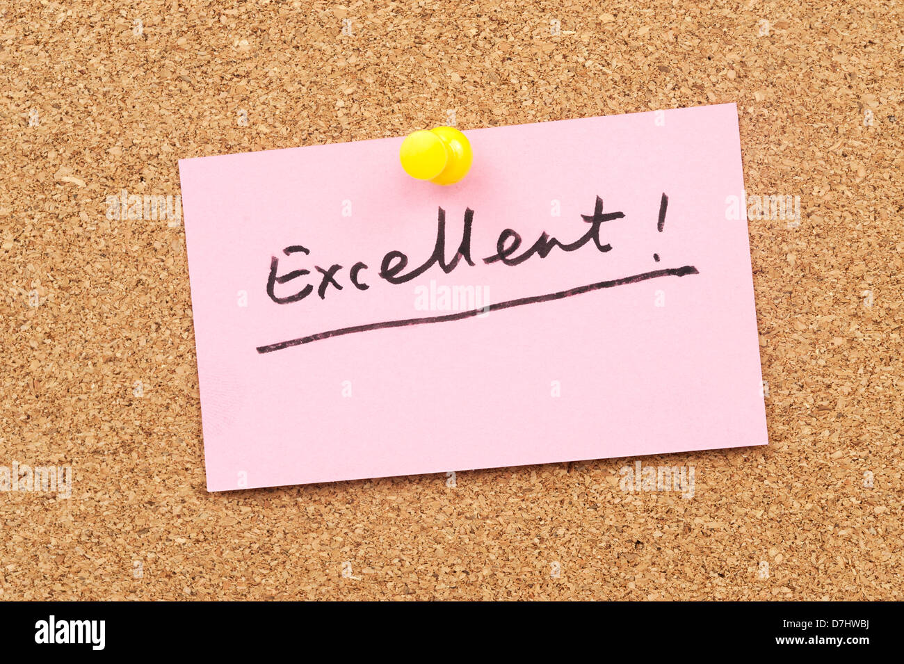 Excellent word written on paper and pinned on cork board Stock Photo ...