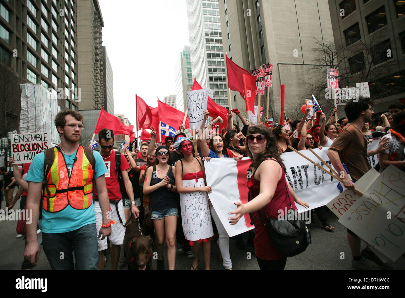 Student Protest against tuition hikes in Montreal, Quebec Stock Photo ...