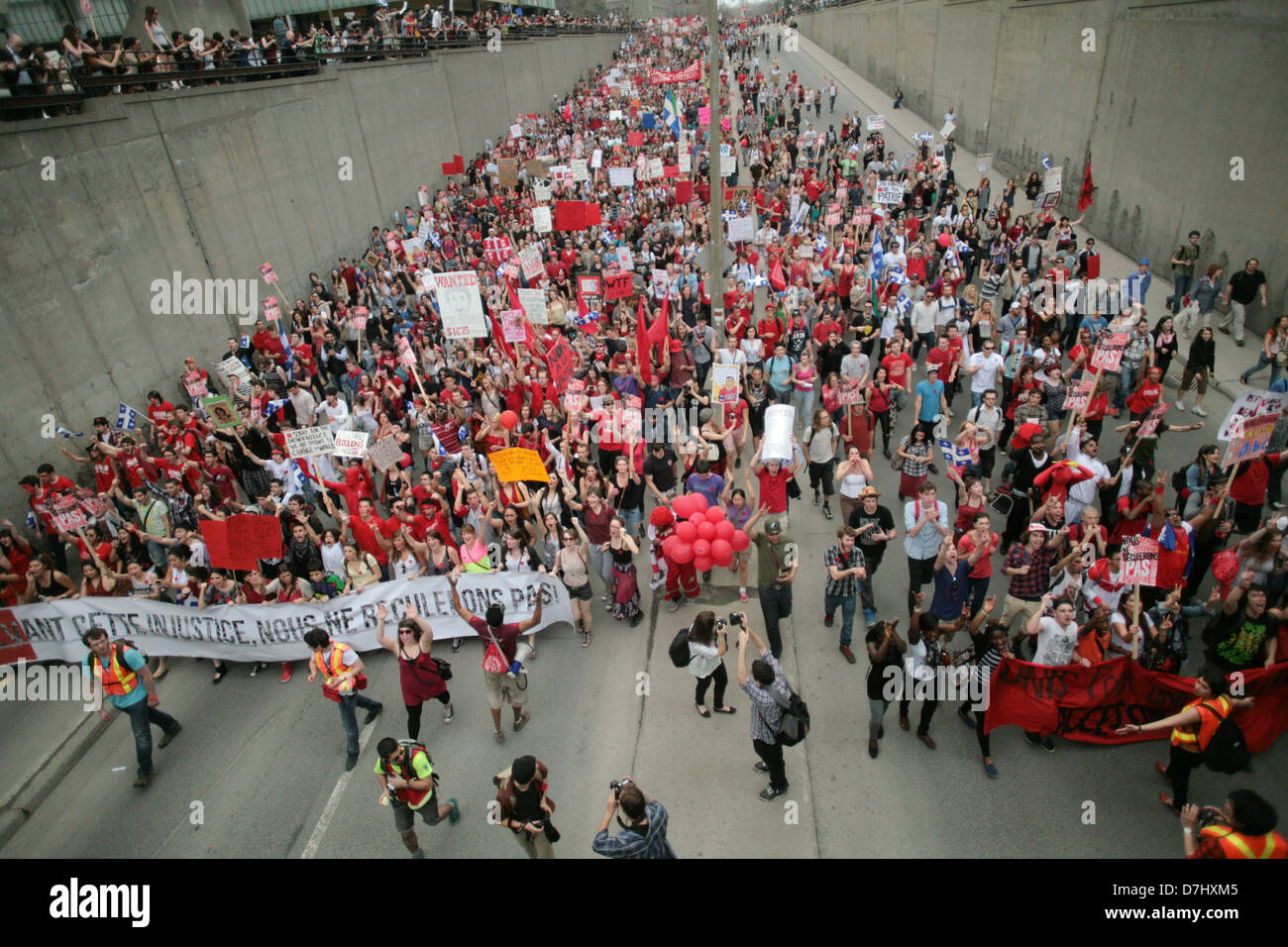 Student Protest against tuition hikes in Montreal, Quebec Stock Photo ...