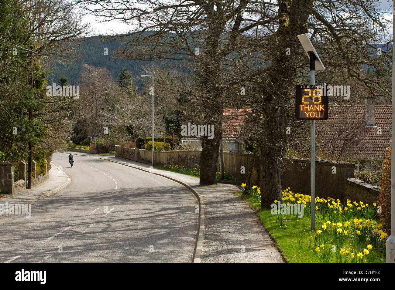 ACTIVATED YOUR SPEED SIGN SHOWING CYCLIST SPEED DOWN THE MAIN STREET OF ...