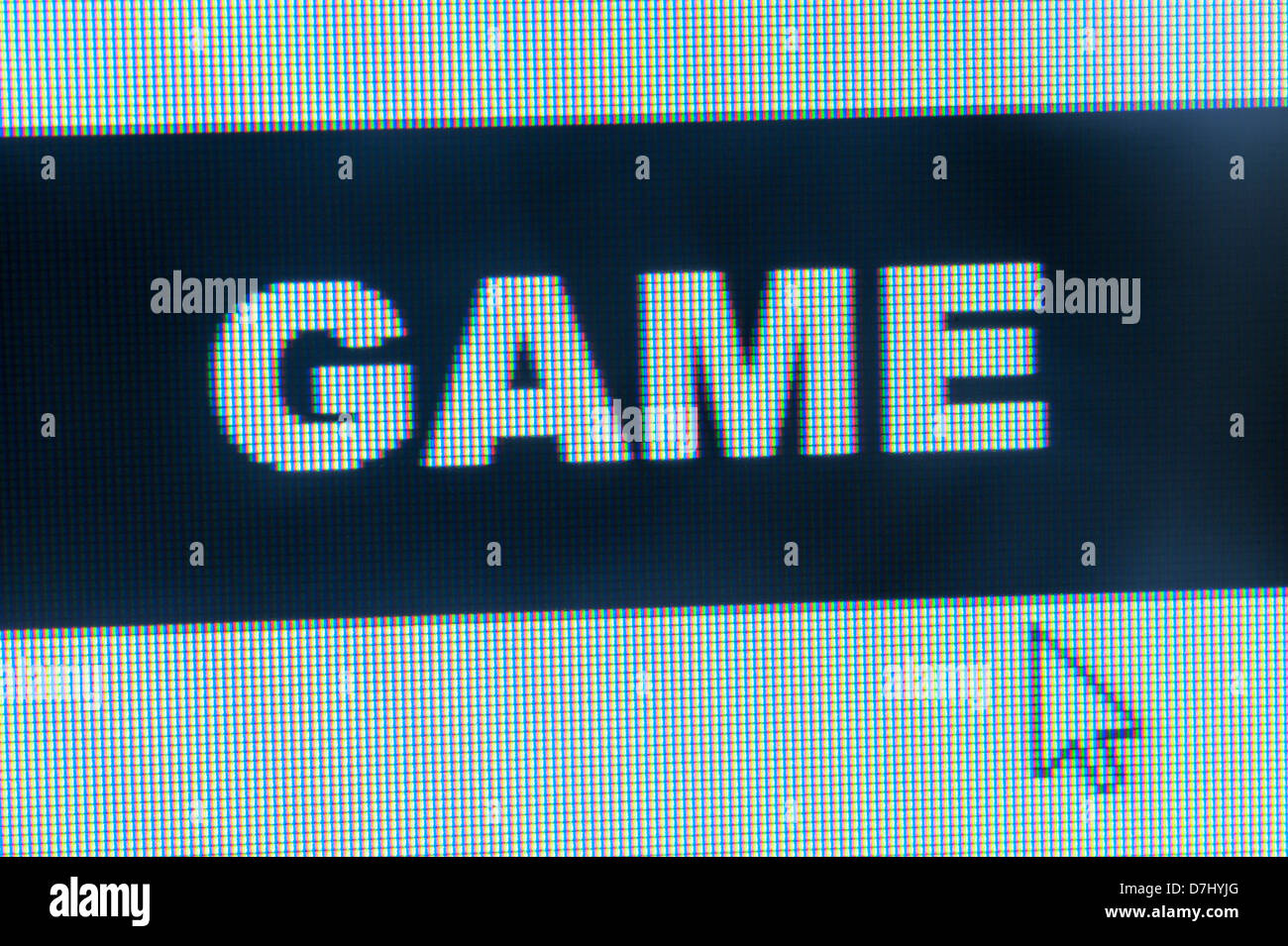 Game word and cursor on computer monitor Stock Photo - Alamy