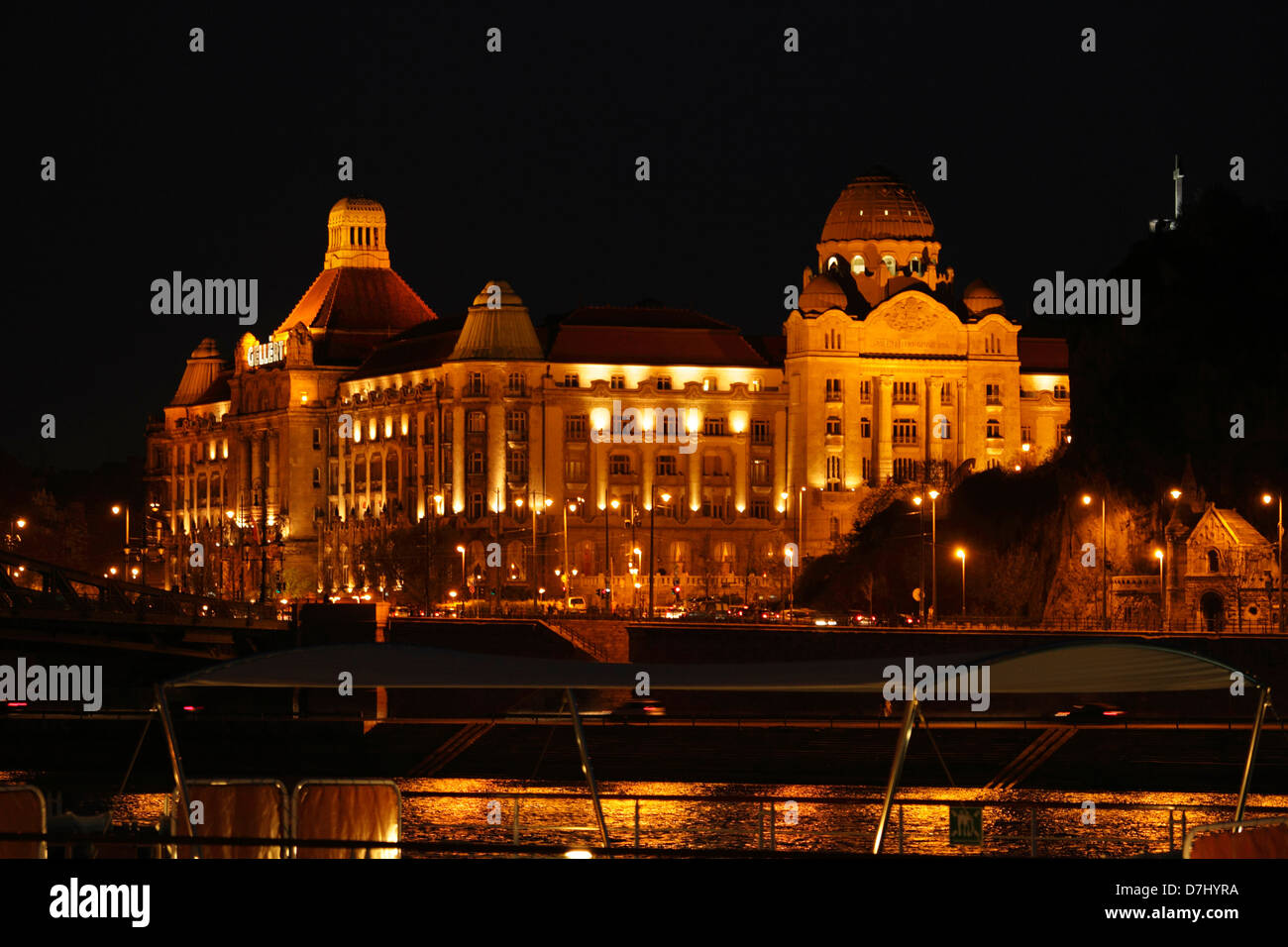 Gellert Hotel and Thermal Spa at night in Budapest Hungary Stock Photo ...