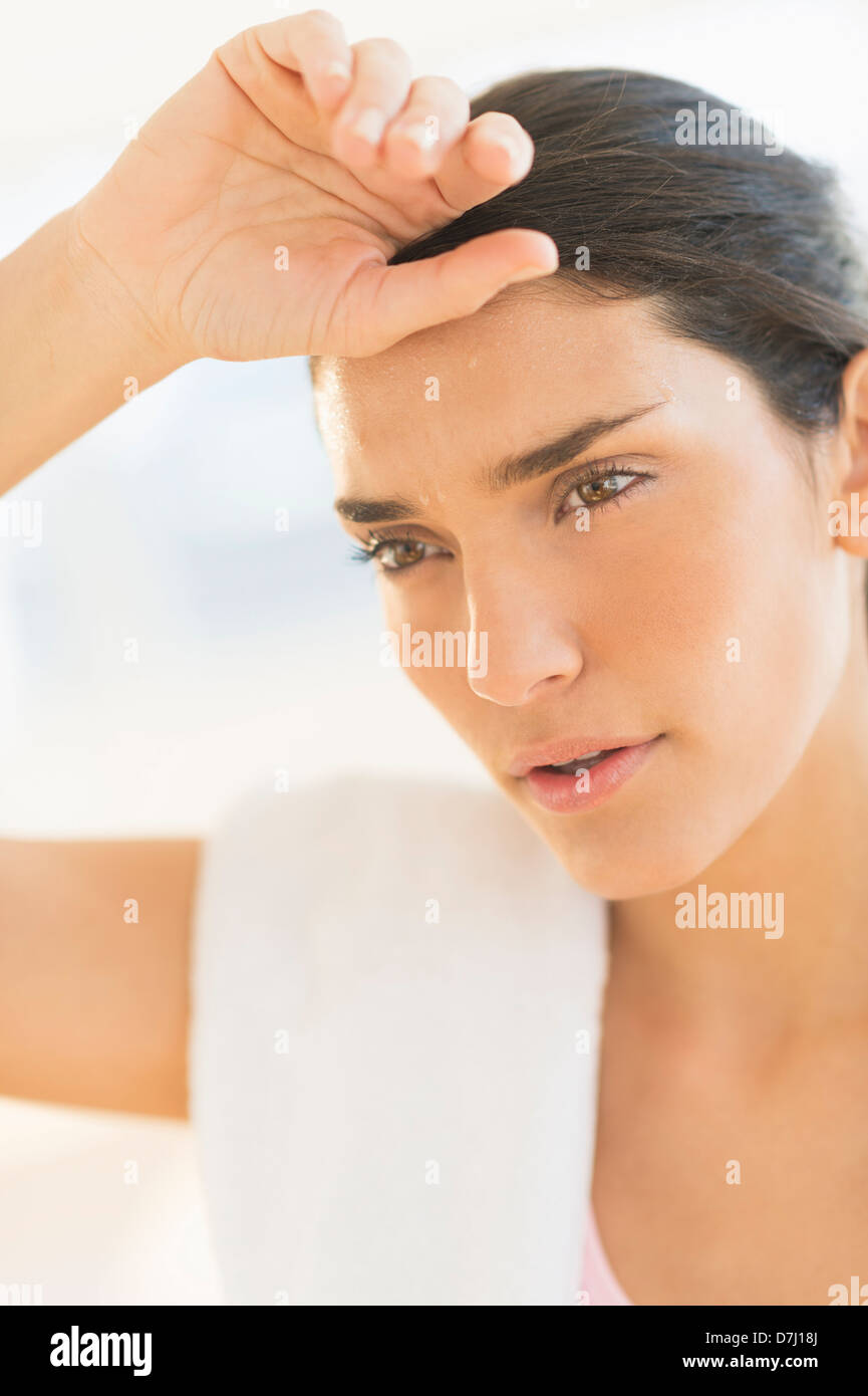 Portrait of tired woman Stock Photo - Alamy