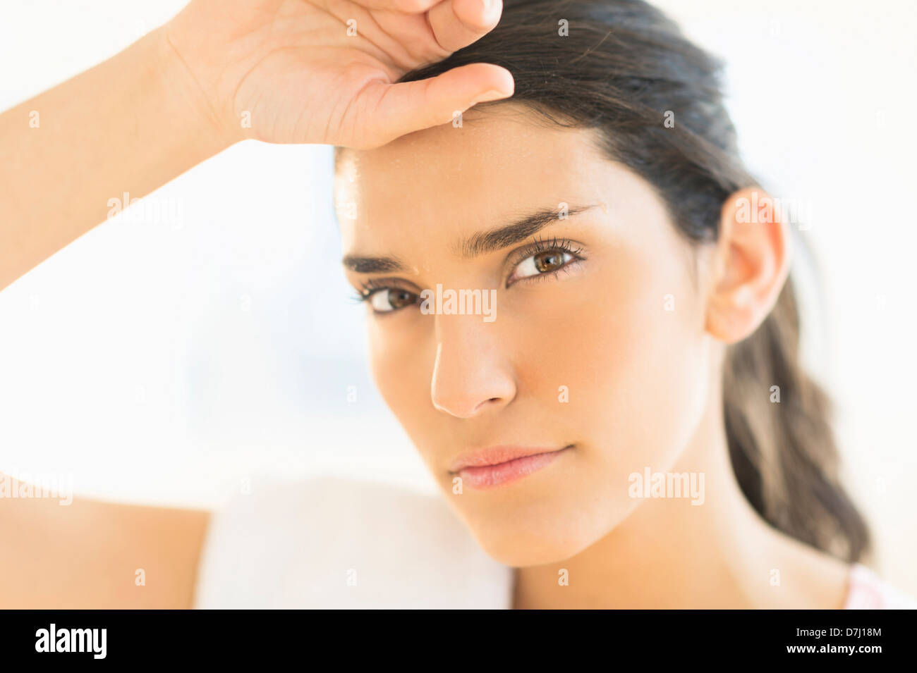 Portrait of tired woman Stock Photo - Alamy