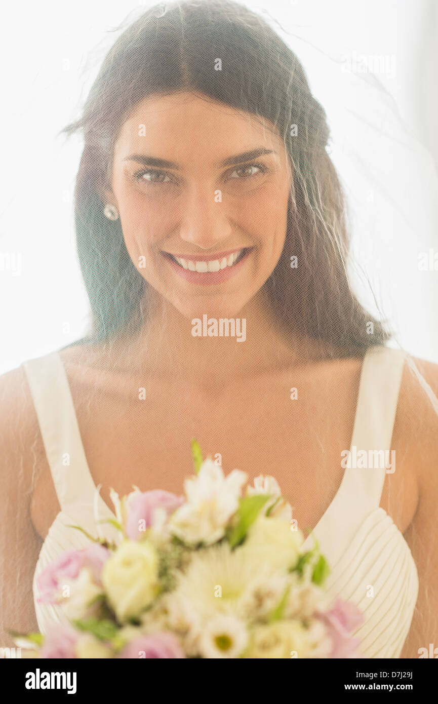 Studio portrait of bride Stock Photo - Alamy