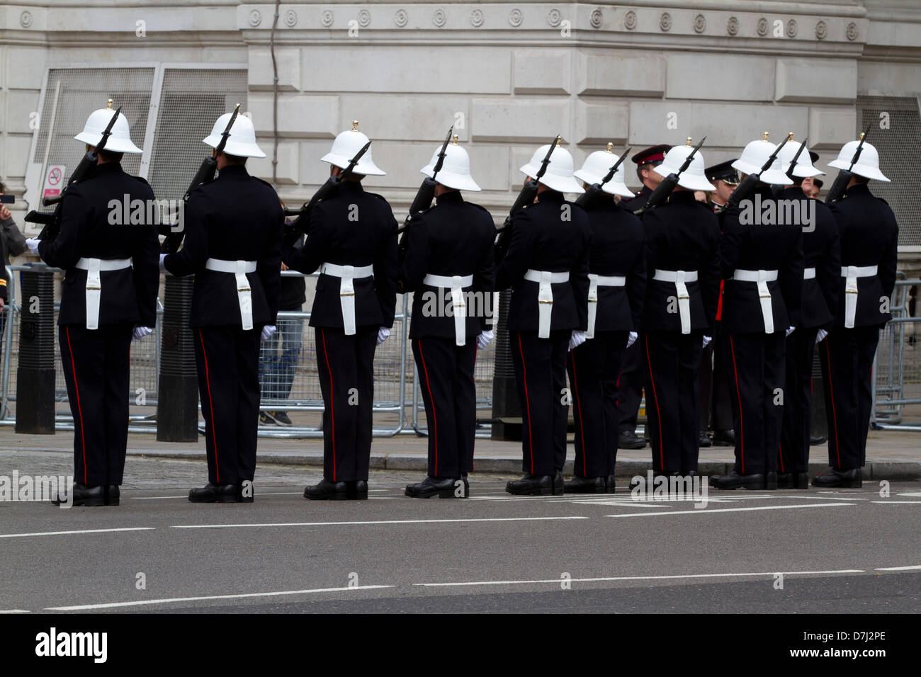8th May 2013. Westminster London, UK. Royal marines parade in Whitehall ...