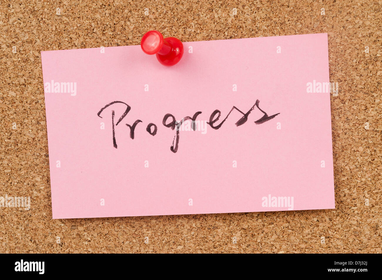 Progress word written on paper and pinned on cork board Stock Photo - Alamy