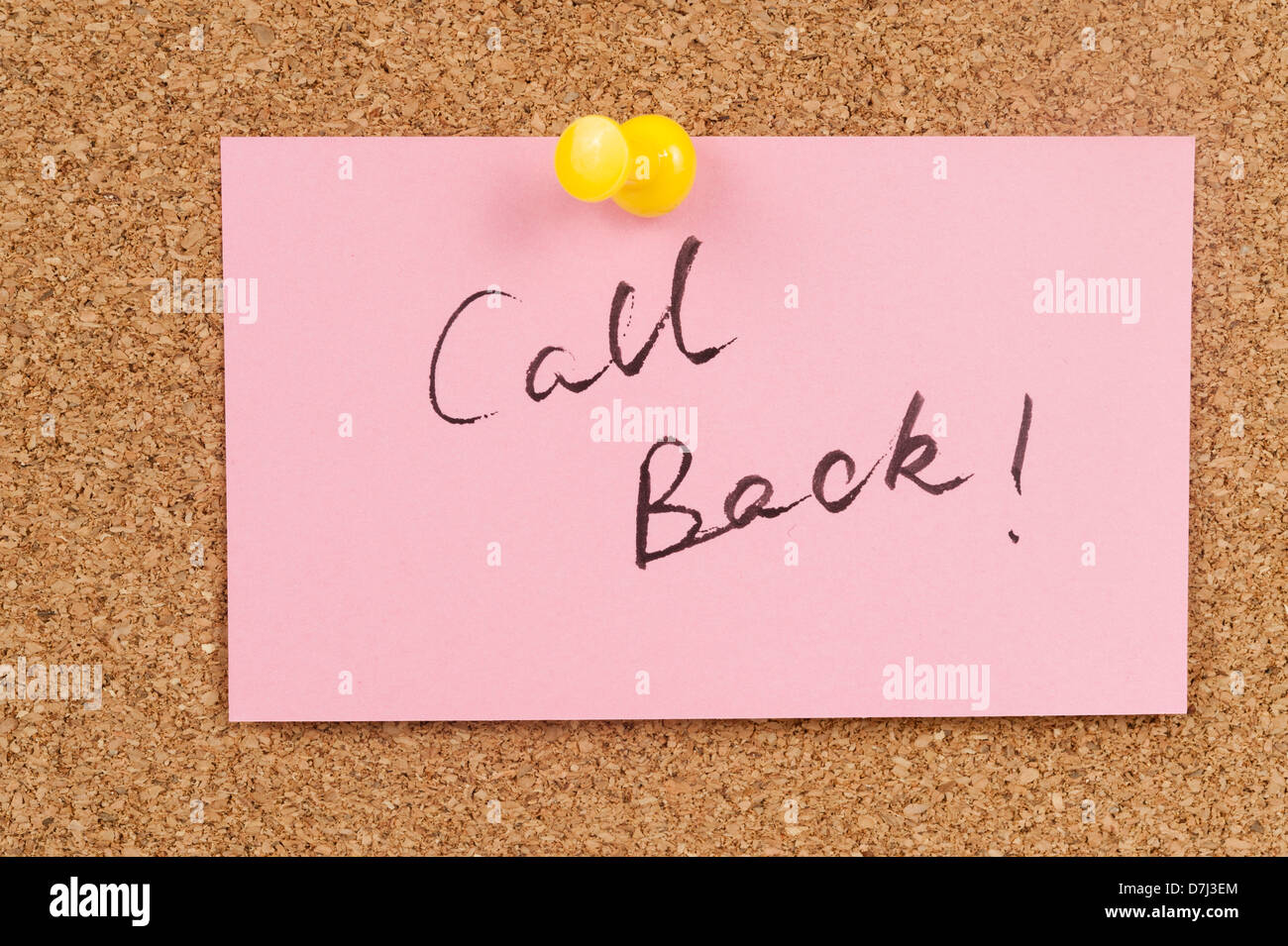 Call back words written on paper and pinned on cork board Stock Photo ...