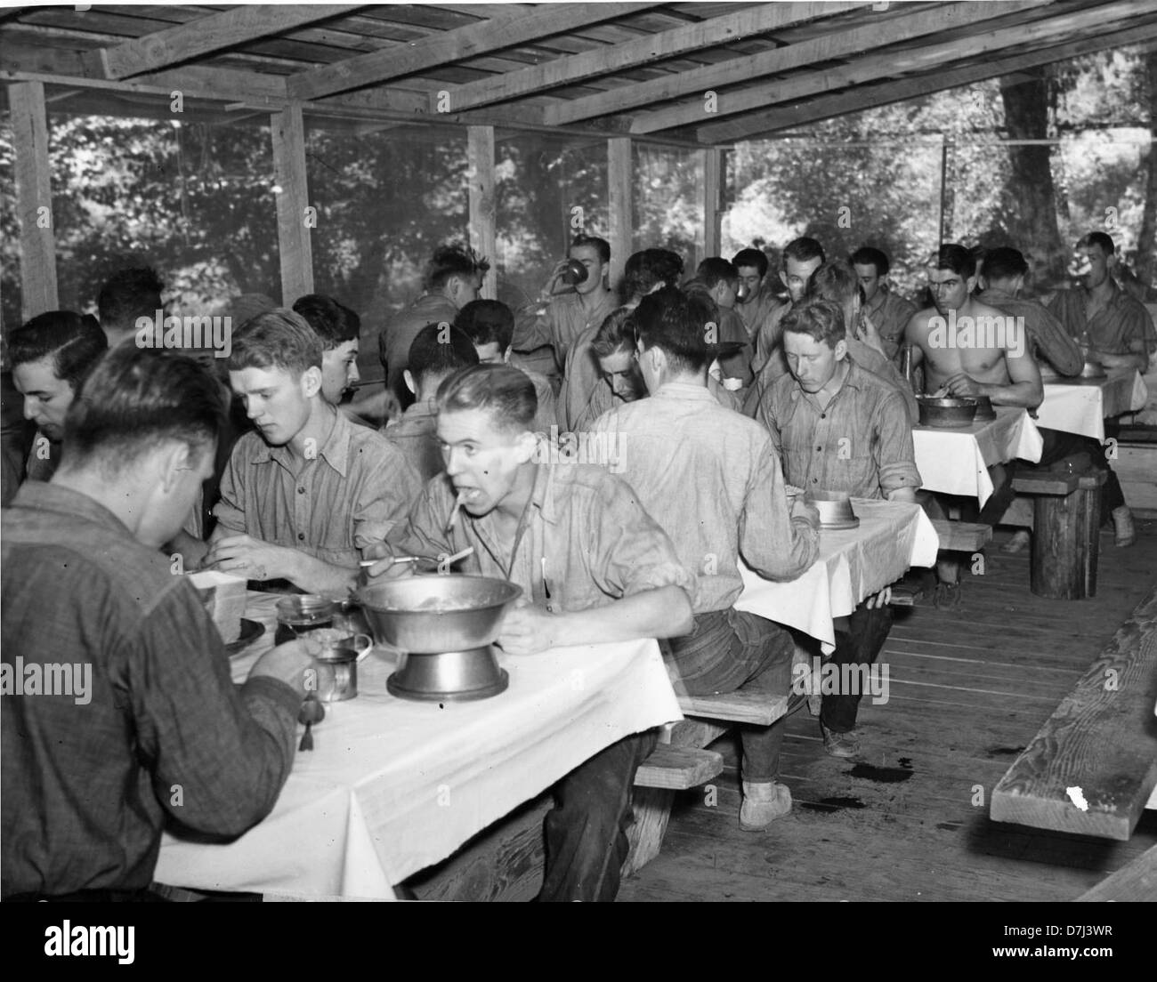 This image shows the mess hall of the Civilian Conservation Corps (CCC ...