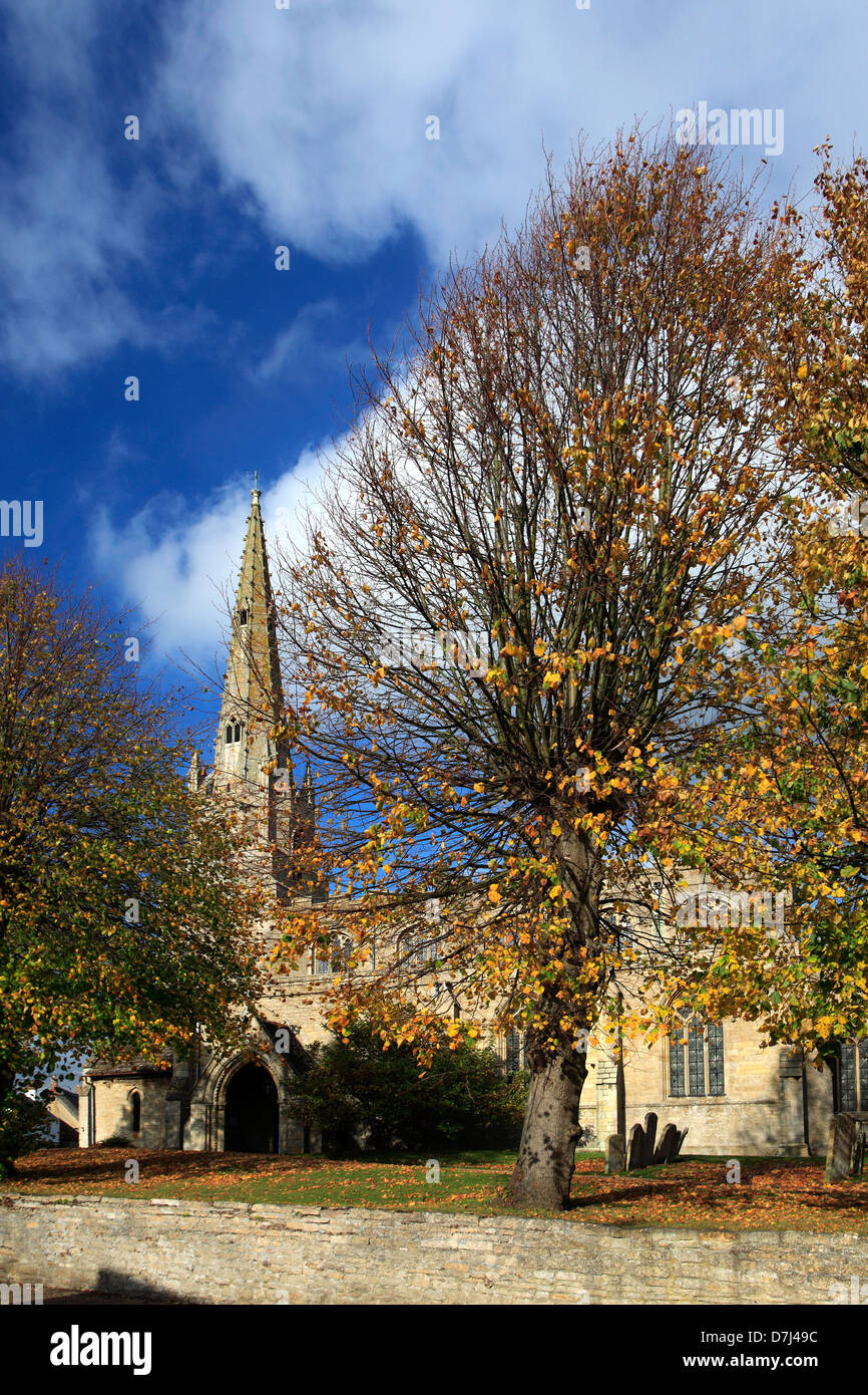 Autumn, St Marys church, Nassington village, Northamptonshire, England ...