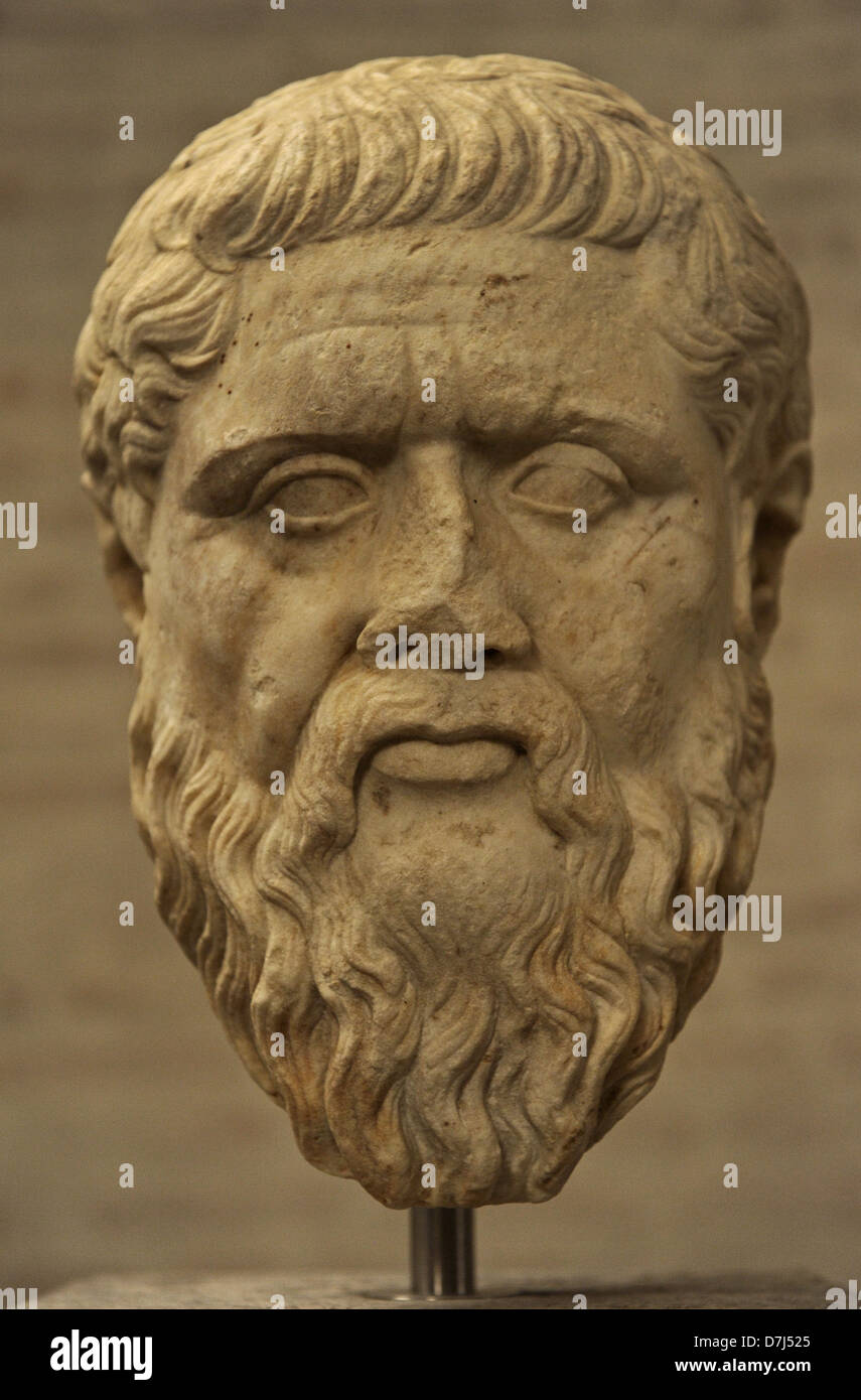 Plato (428-348 BC). Greek philosopher. Head. Roman copy. Glyptothek ...