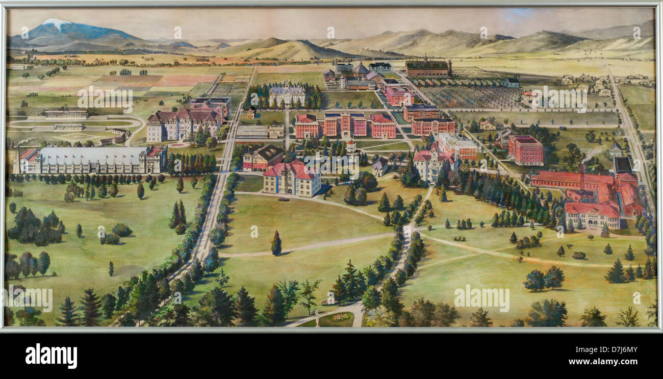 This aerial view painting depicts the entire campus of the Ohio State ...