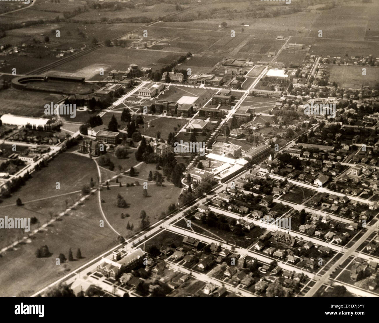 An aerial photograph taken in 1930, showing the Oregon State College ...
