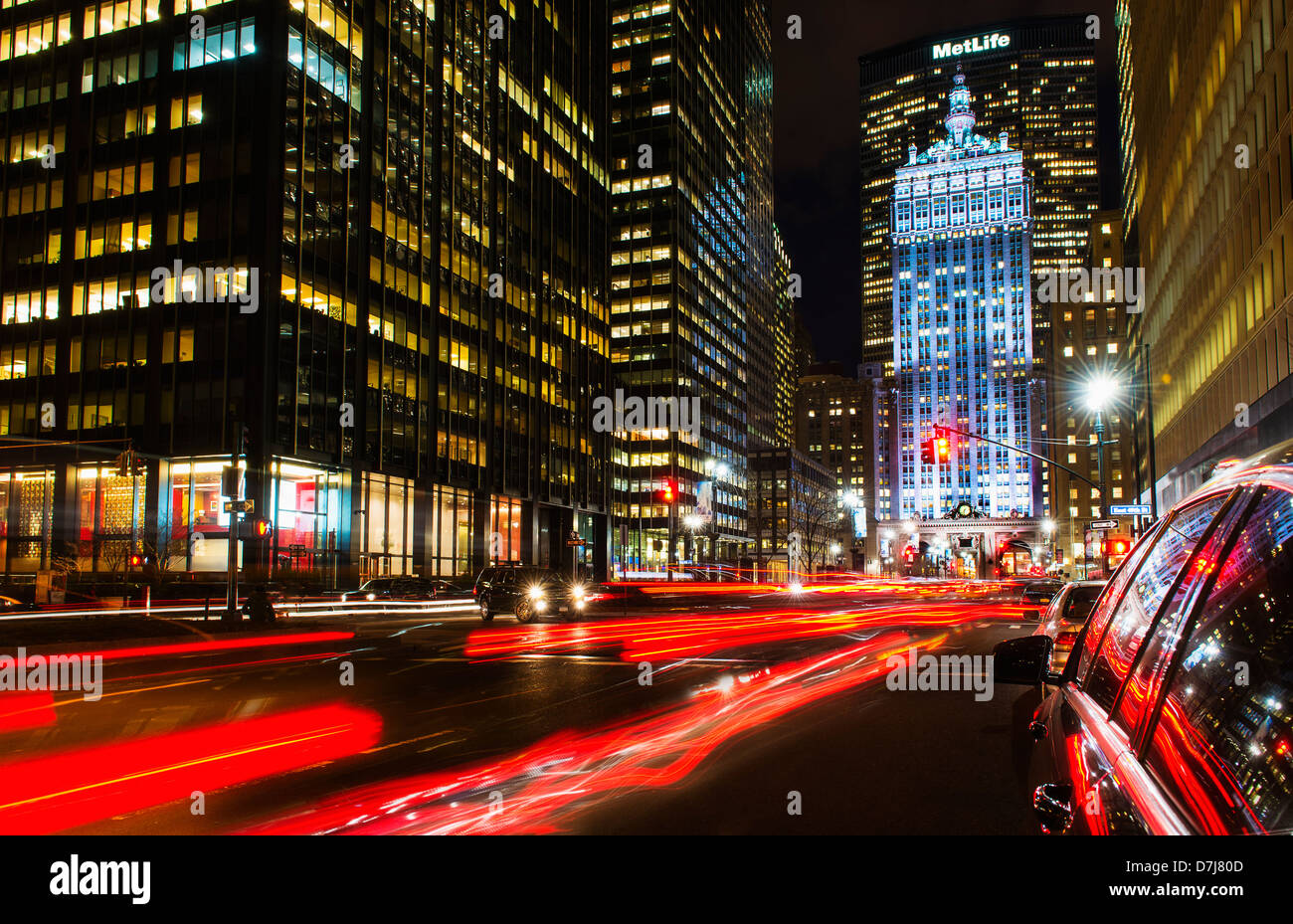 USA, New York, New York City, Park Avenue at night Stock Photo - Alamy
