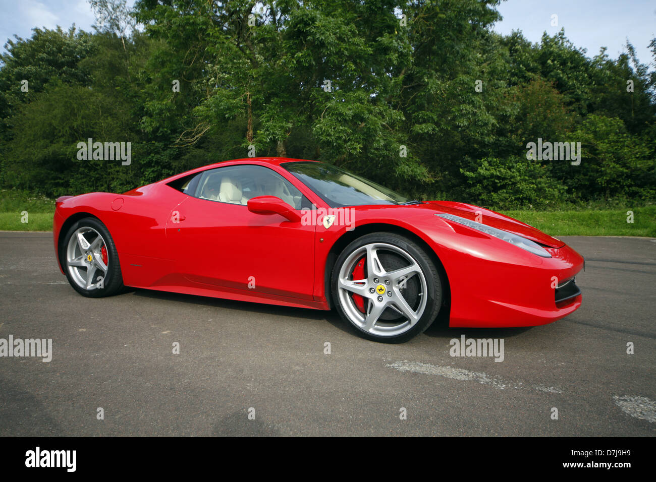 RED FERRARI 458 ITALIA CAR NORTH YORKSHIRE ENGLAND 21 July 2012 Stock ...