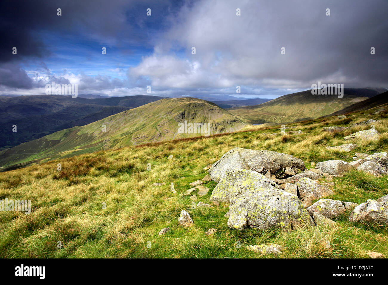 Landscape, Summit ridge of Rydal fell, Fairfield Horseshoe fells, Lake ...