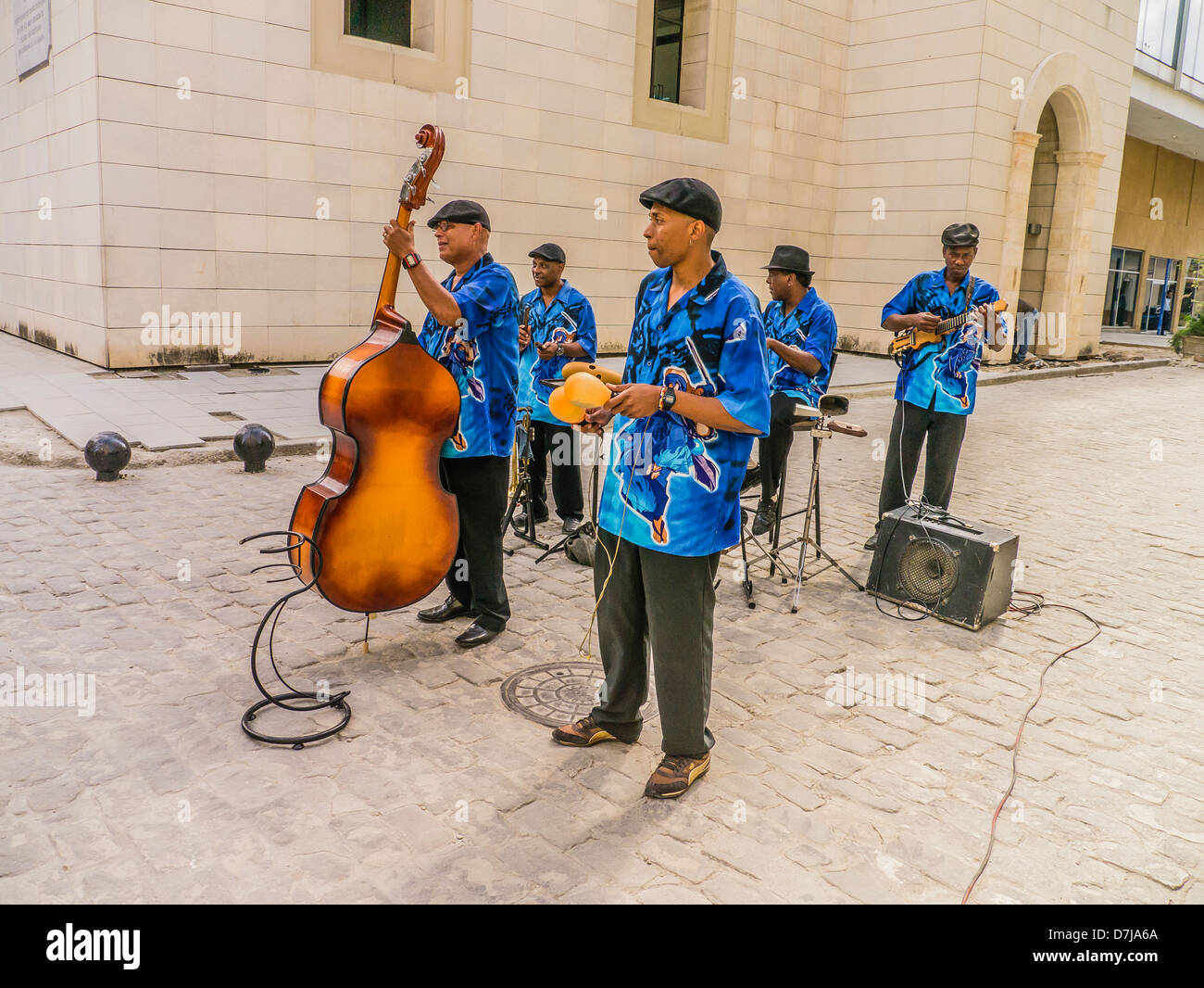 Cuban street musicians play and sing in the streets of Havana Vieja in ...