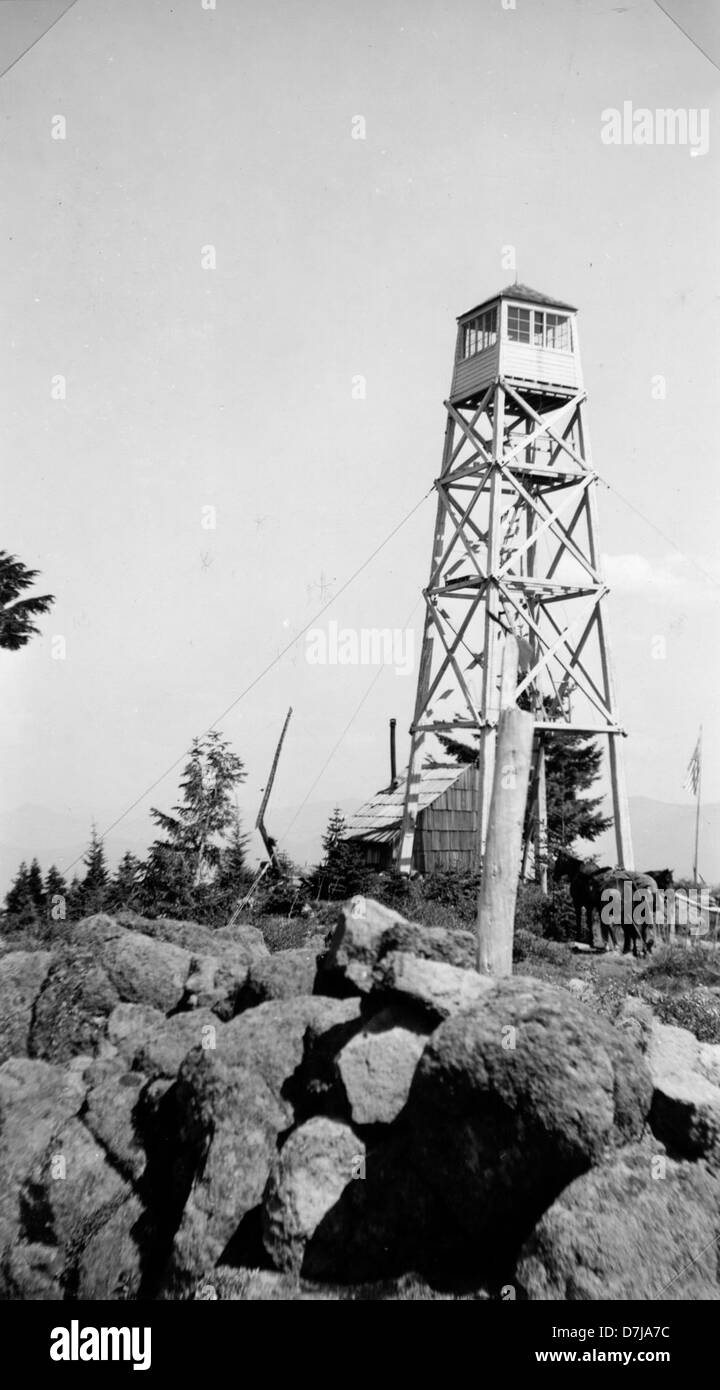 A photograph of the Grass Mountain Lookout Tower, an iconic fire ...