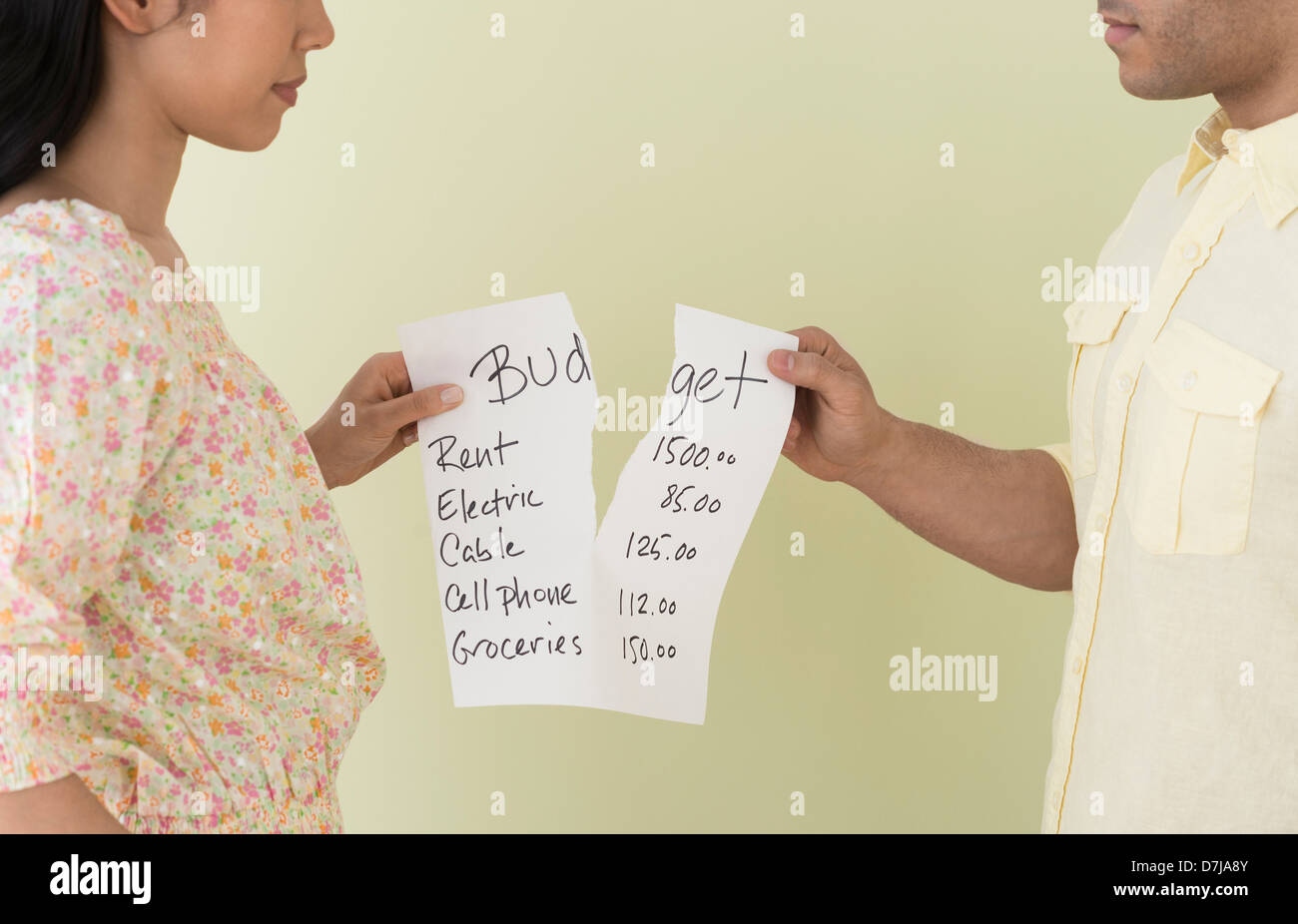 Young couple fighting over home budget Stock Photo - Alamy