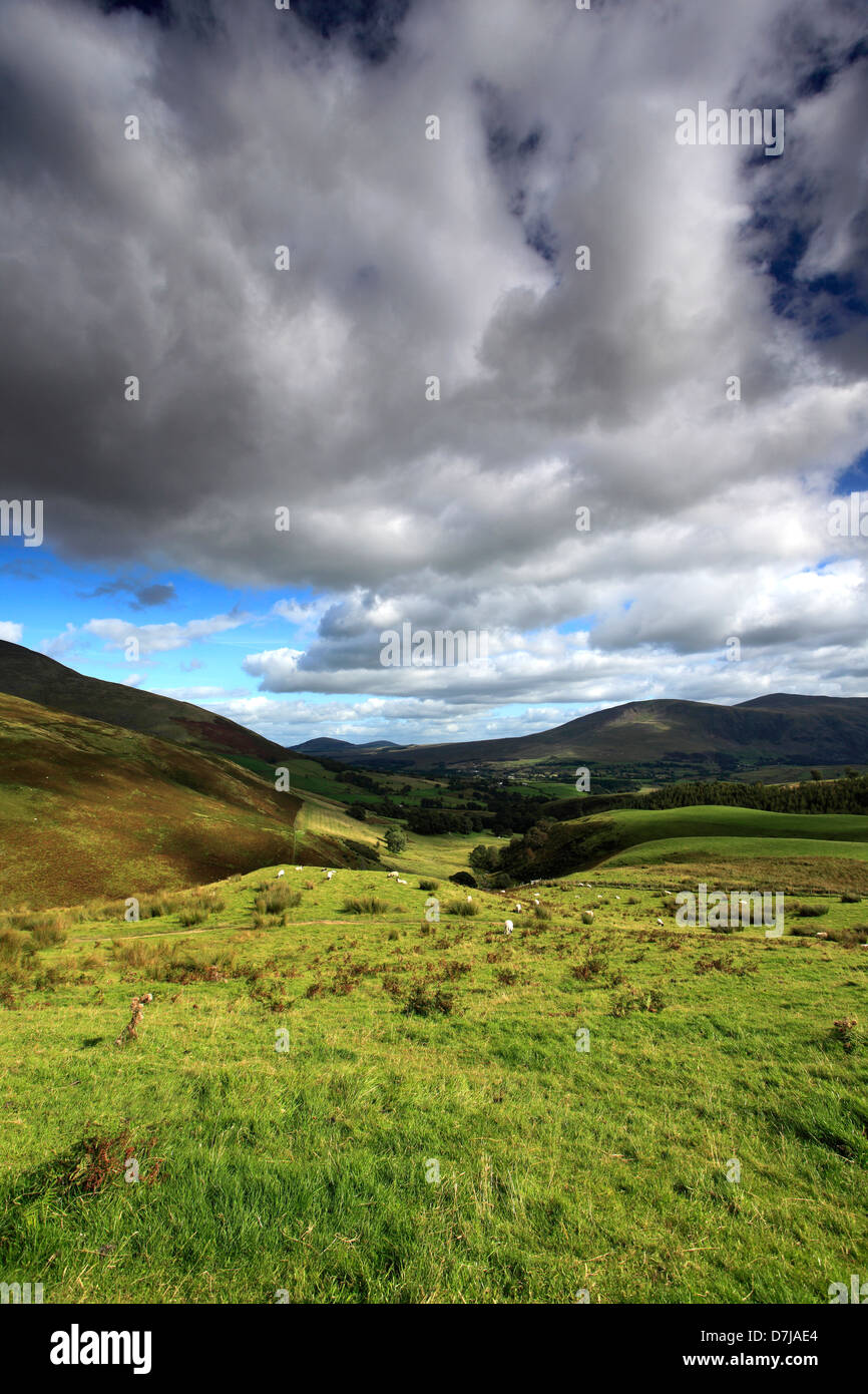 Landscape view over the Threlkeld valley, Keswick, Lake District ...