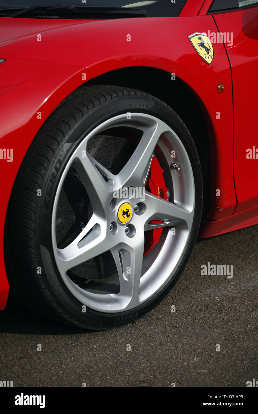 RED FERRARI 458 ITALIA CAR WHEELS NORTH YORKSHIRE ENGLAND 21 July 2012 ...