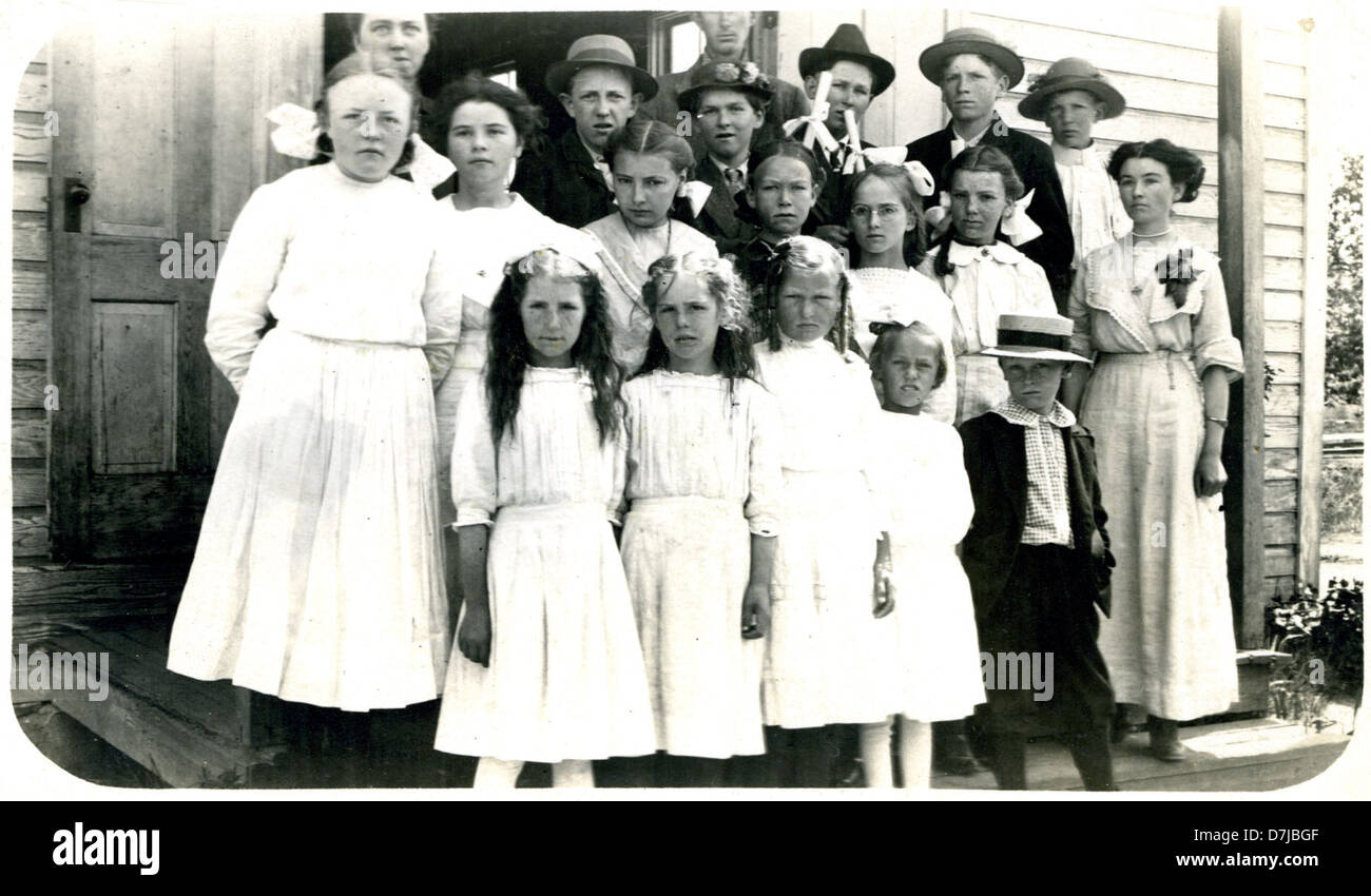 This historic photograph shows the pupils of School District No. 164 in ...