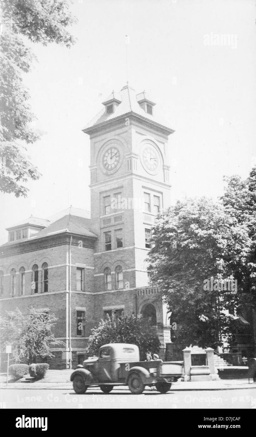 A historical photograph of the Lane County Courthouse, taken around ...