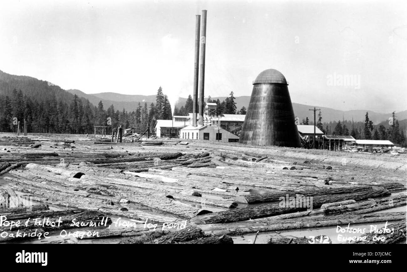 The Pope & Talbot Sawmill, located in Oakridge, Oregon, captures a ...