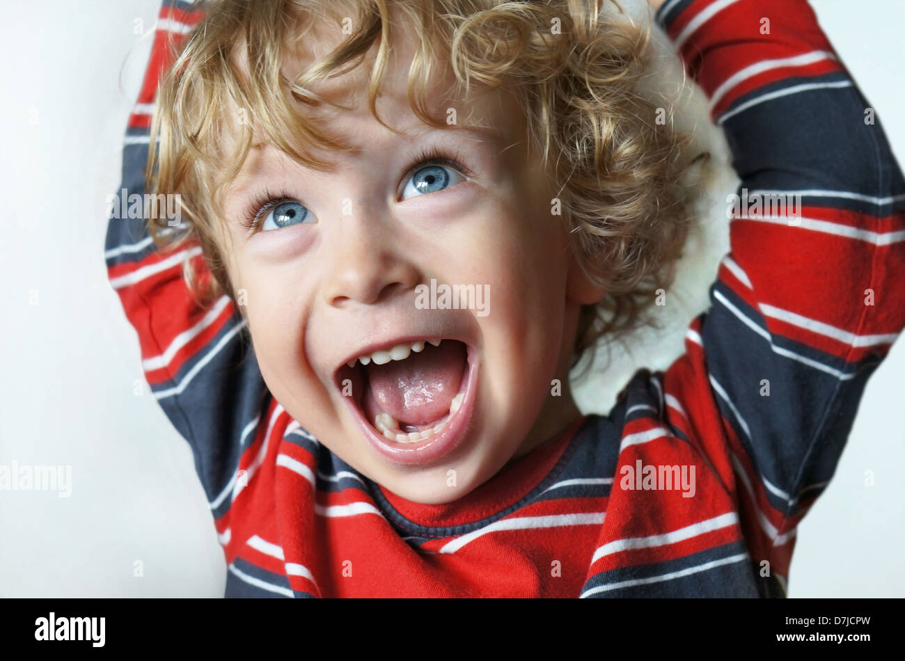 Portrait Child Blond Boy Stretching High Resolution Stock Photography ...