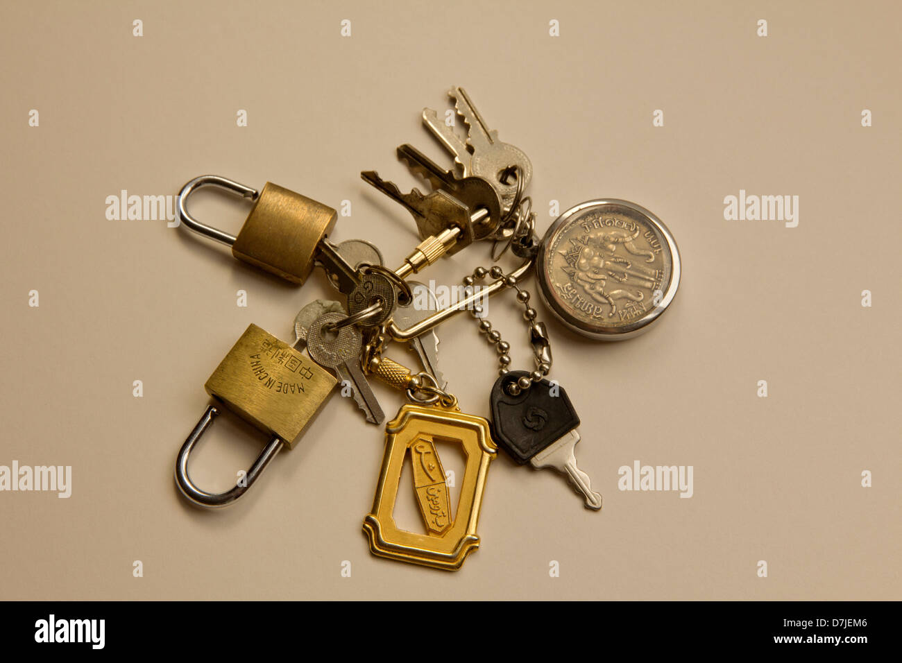 Travel keys on a keyring Stock Photo - Alamy