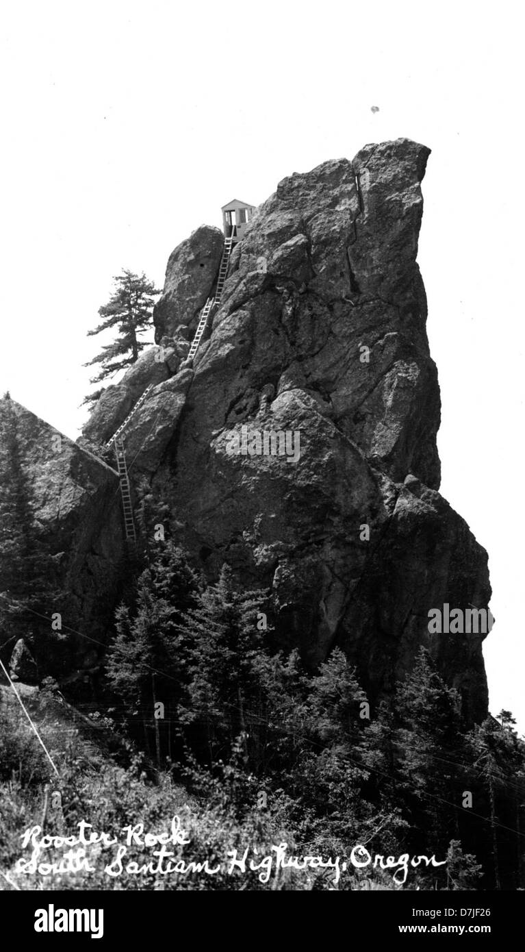Rooster Rock is a prominent landmark along the South Santiam Highway in ...