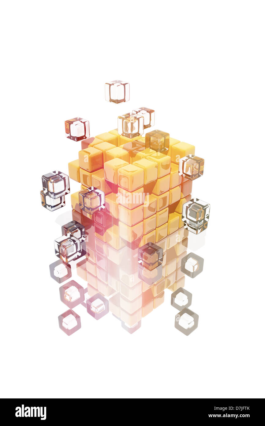 Technological Cube over white background Stock Photo - Alamy